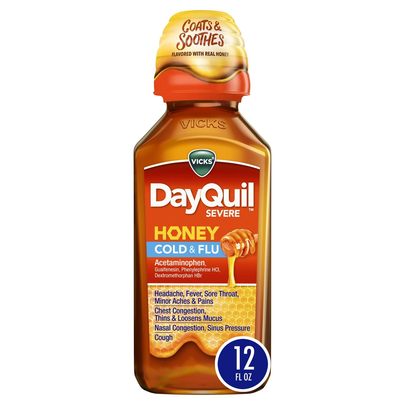Vicks DayQuil SEVERE Cold & Flu Liquid Over-the-Counter Medicine ...