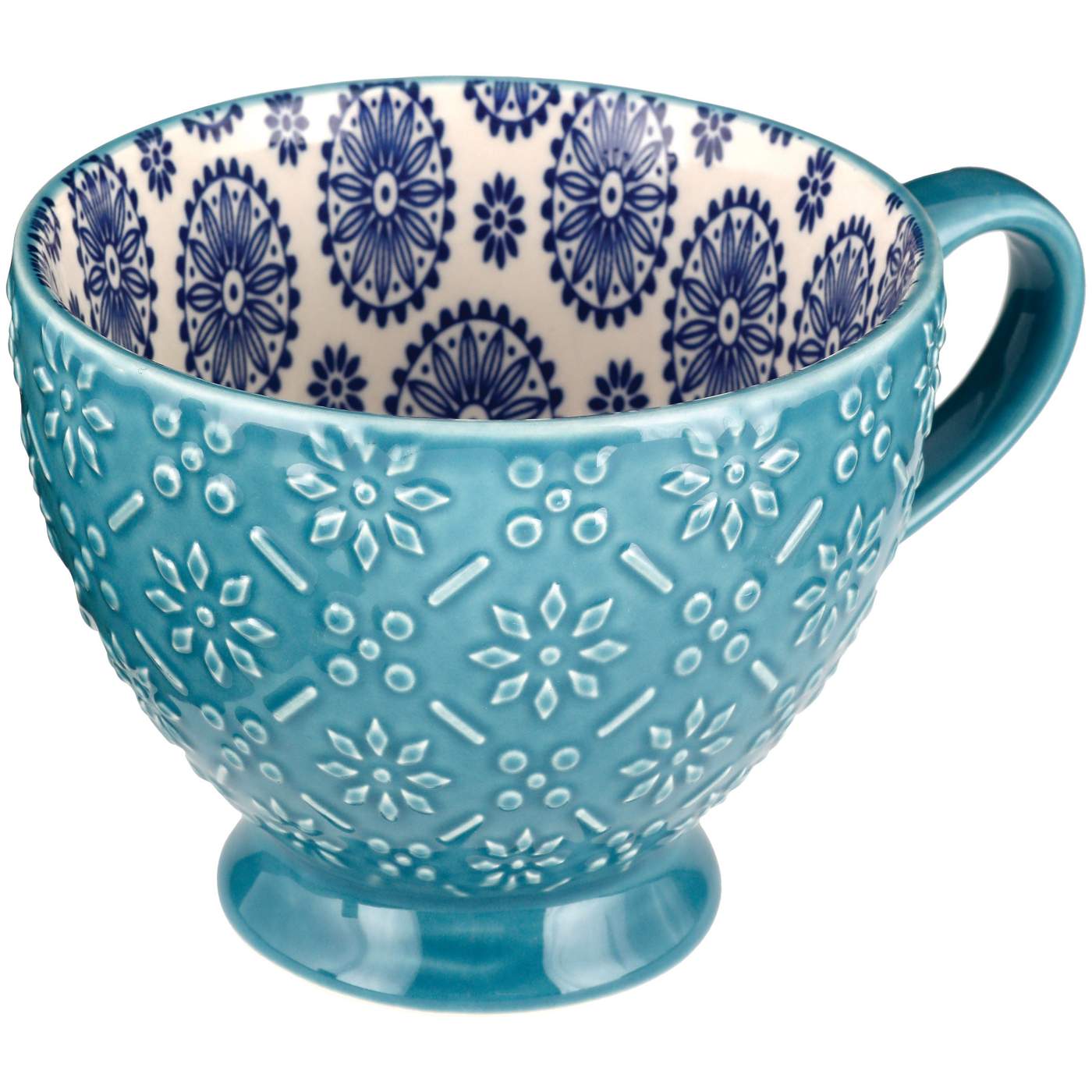 Signature Housewares Turquoise/Gray Porcelain Footed Cup - Shop Cups ...