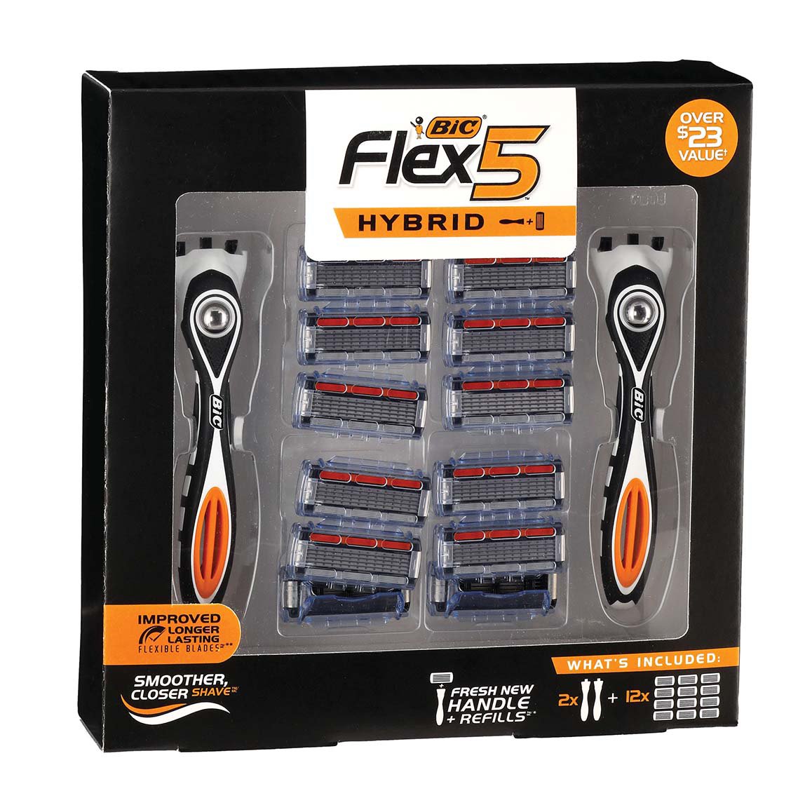 Bic Flex5 Hybrid Gift Pack 2 Handles + 12 Cartridges - Shop Razors ...