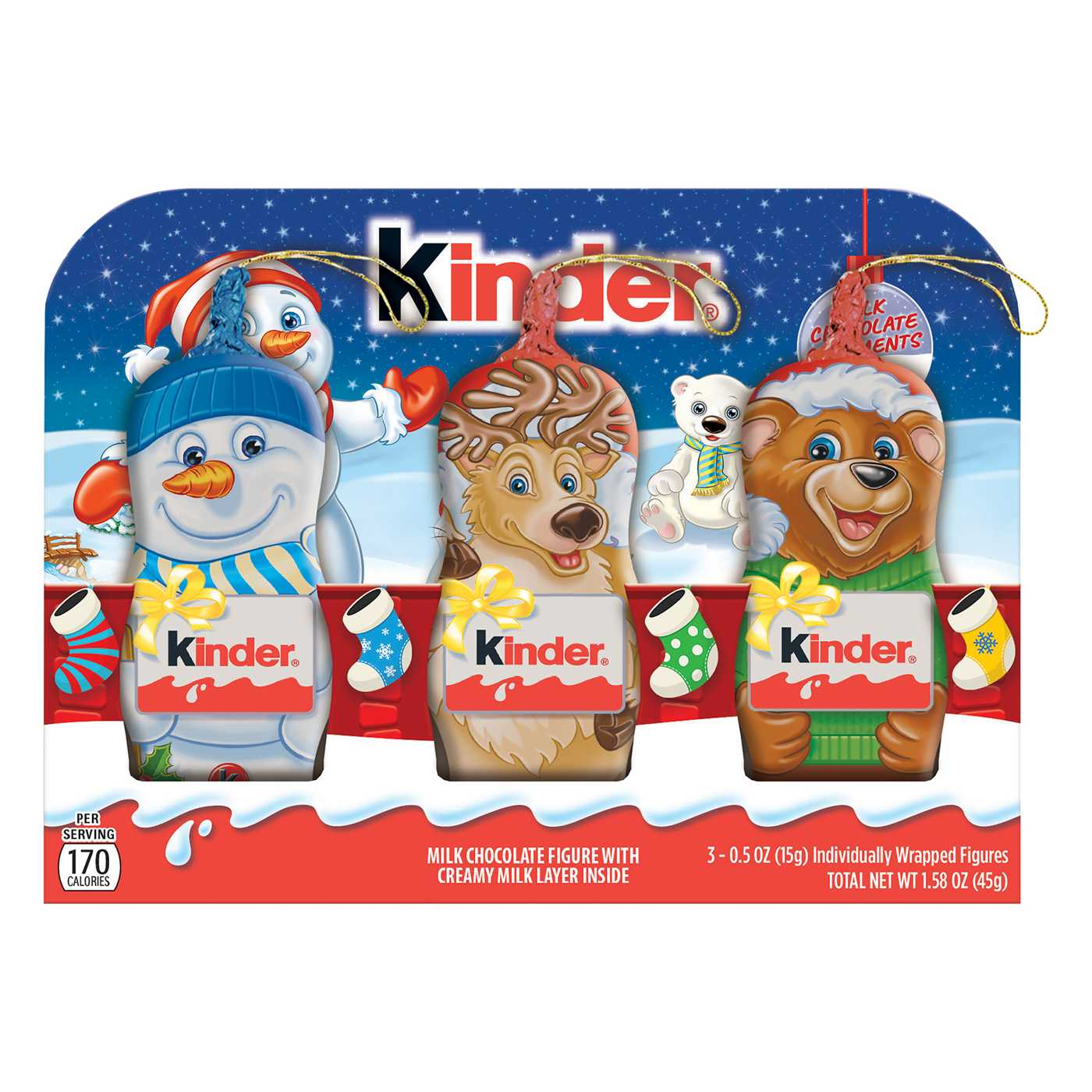 Kinder Milk Chocolate with Creamy Milk Filling Holiday Figures - Shop ...