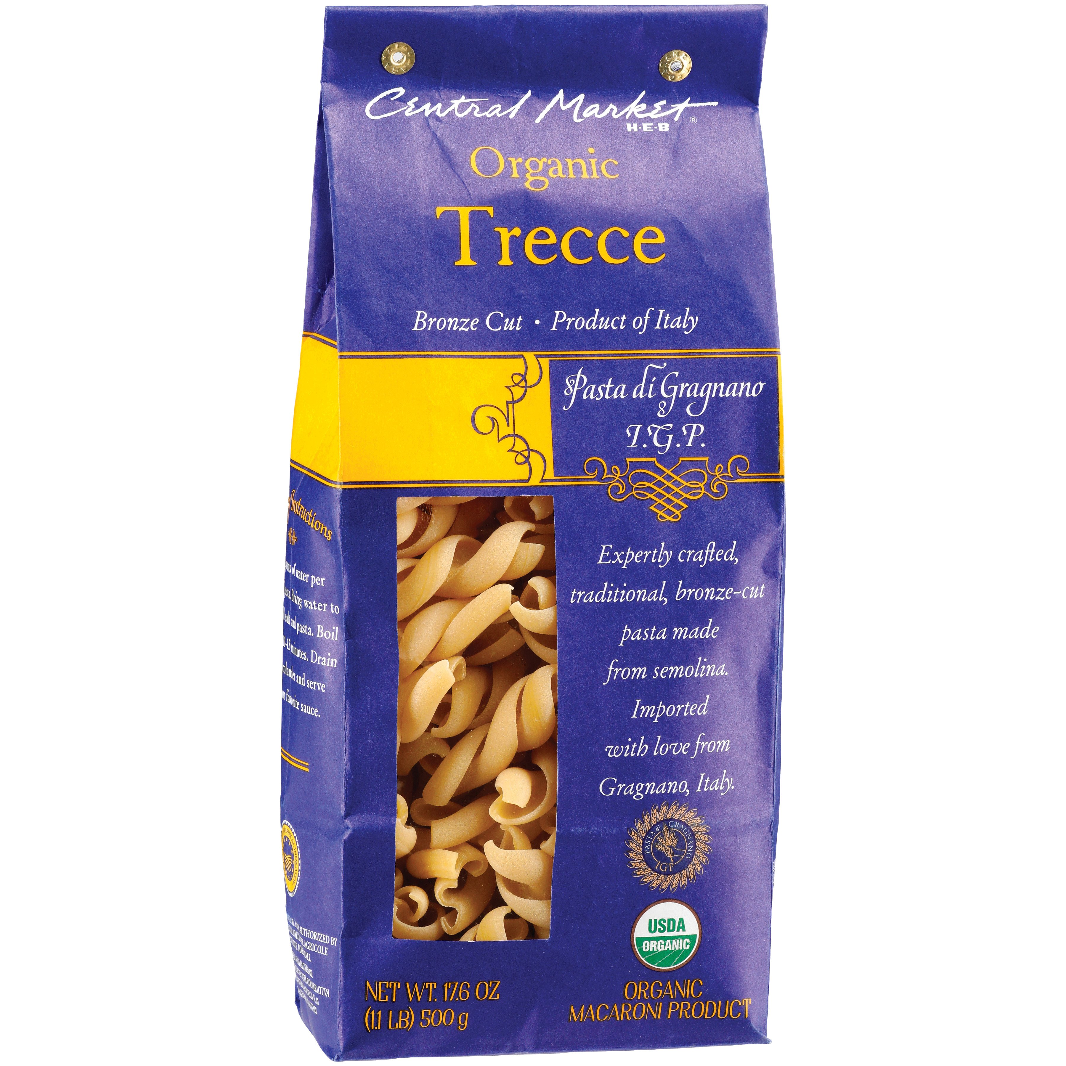 Central Market Organic Trecce Bronze Cut Pasta - Shop Pasta at H-E-B