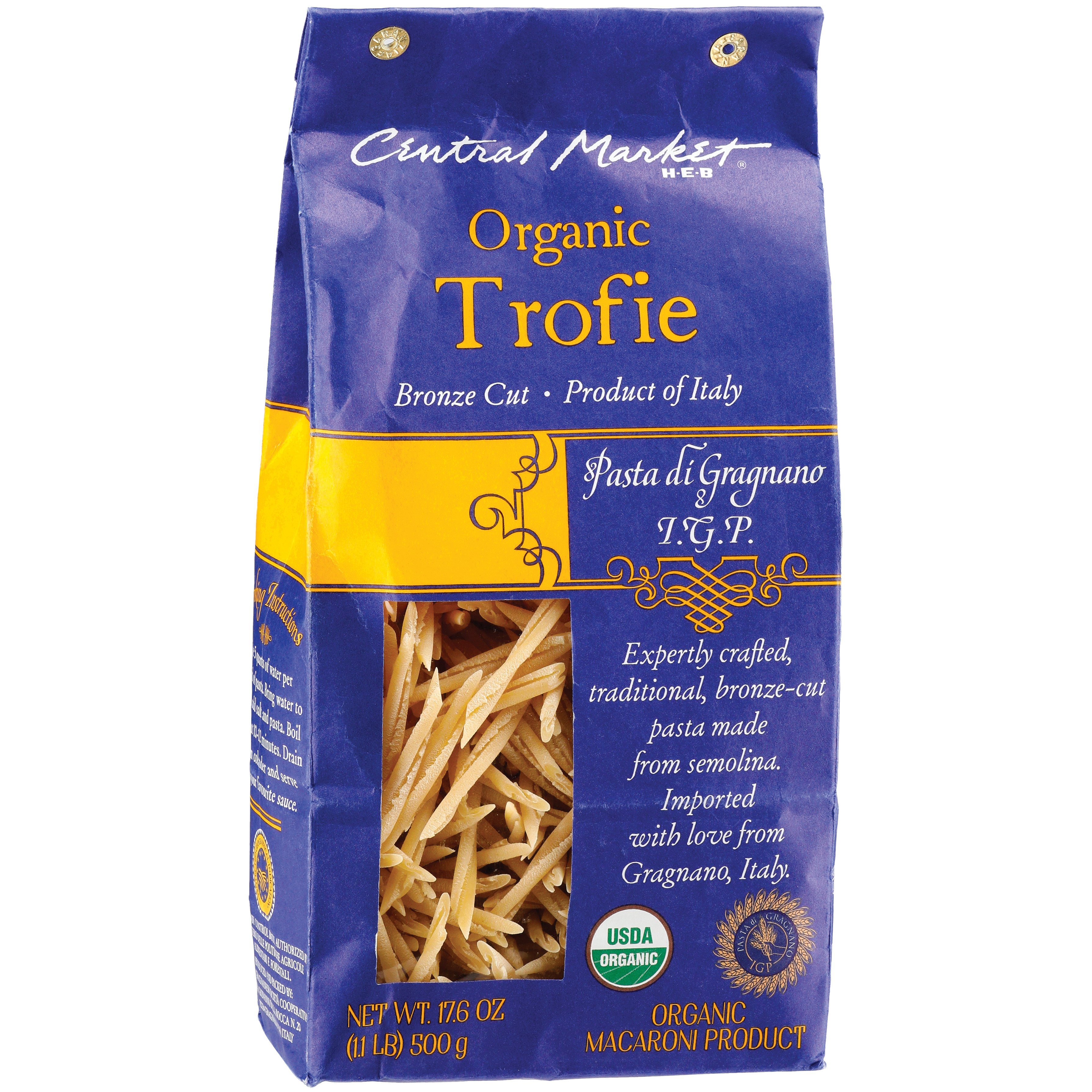 Central Market Organic Trofie Bronze Cut Pasta - Shop Pasta at H-E-B