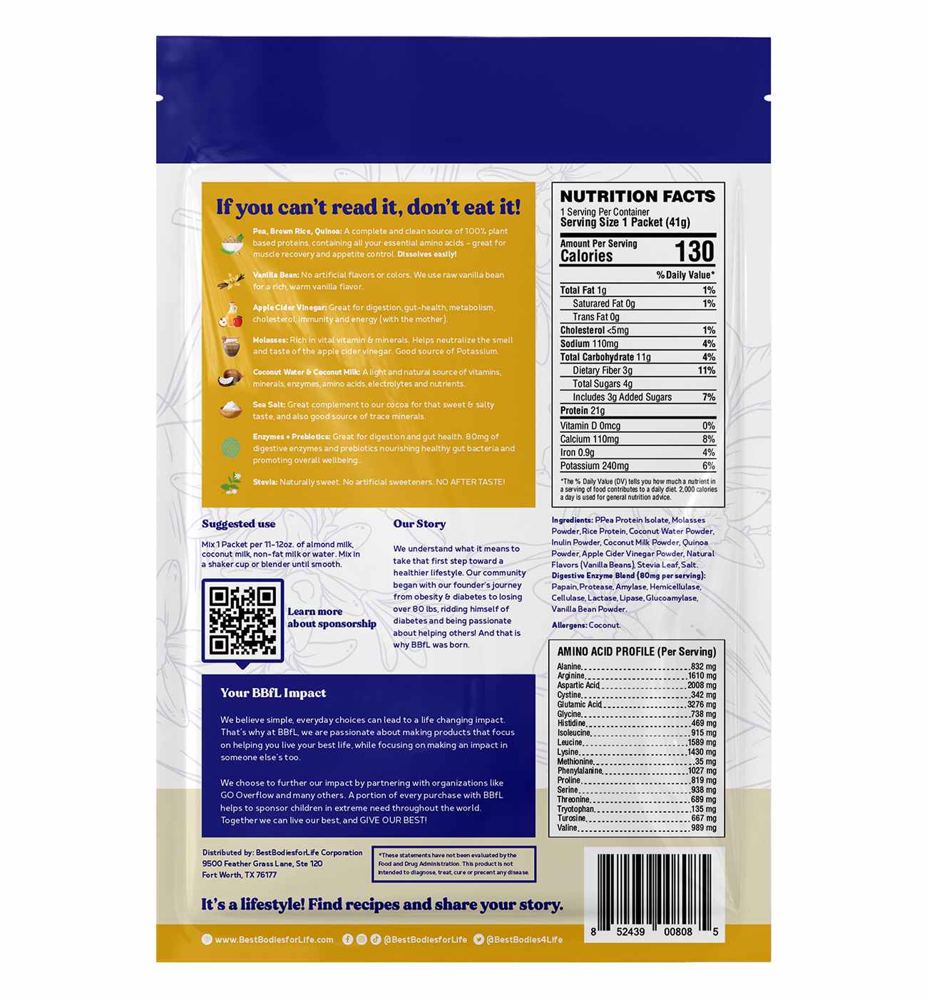 BestBodiesforLife 21g Plant-Based Protein & Meal Replacement Lifestyle ...