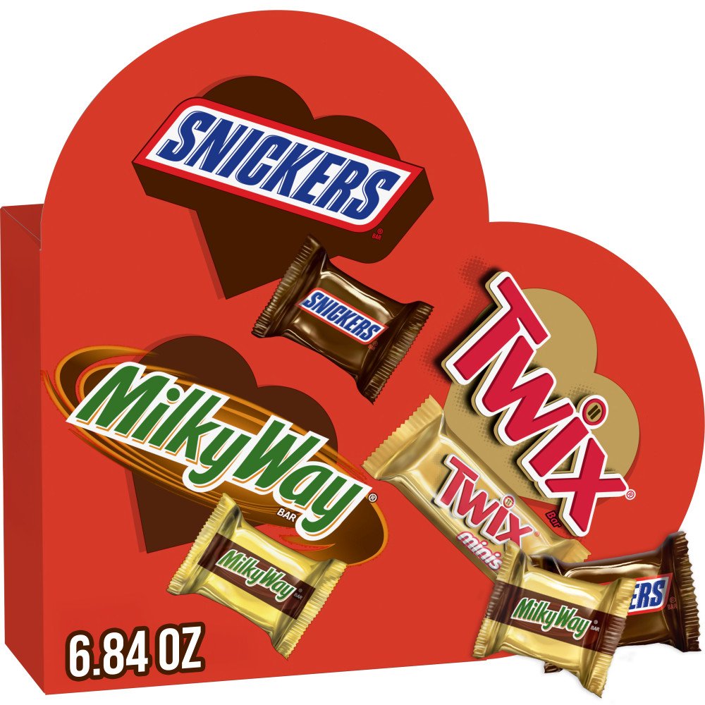 Snickers, Twix & Milky Way Assorted Chocolates Valentine's Heart-Shaped ...