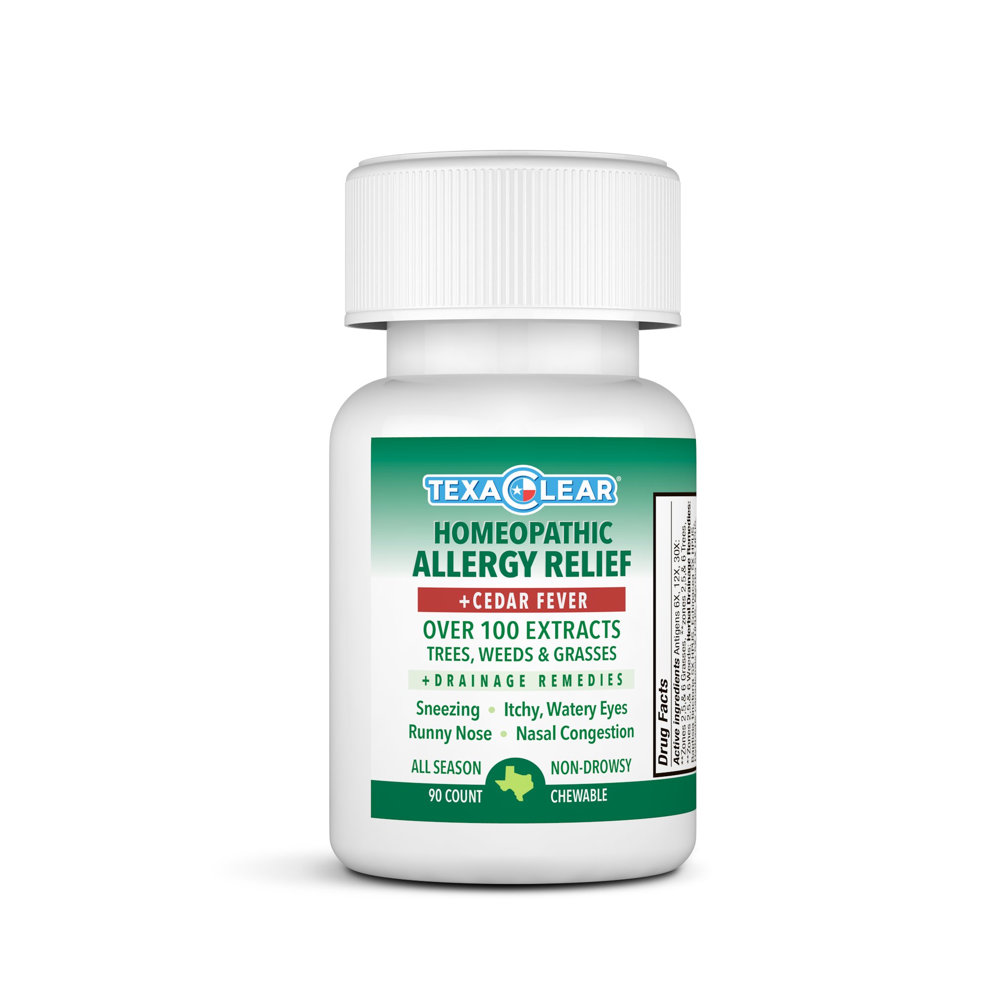 TexaClear Homeopathic Allergy + Cedar Fever Relief Chewable Tablets ...