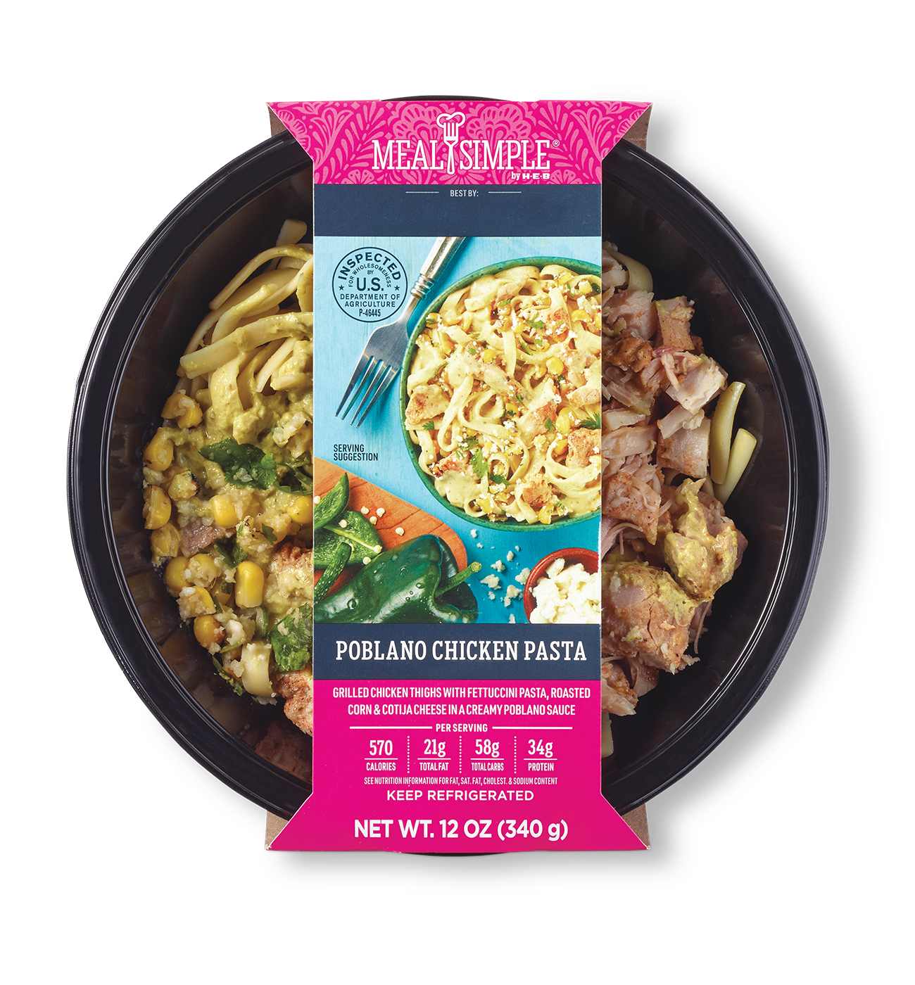 Meal Simple by H-E-B Poblano Chicken Pasta Bowl - Shop Entrees & sides ...