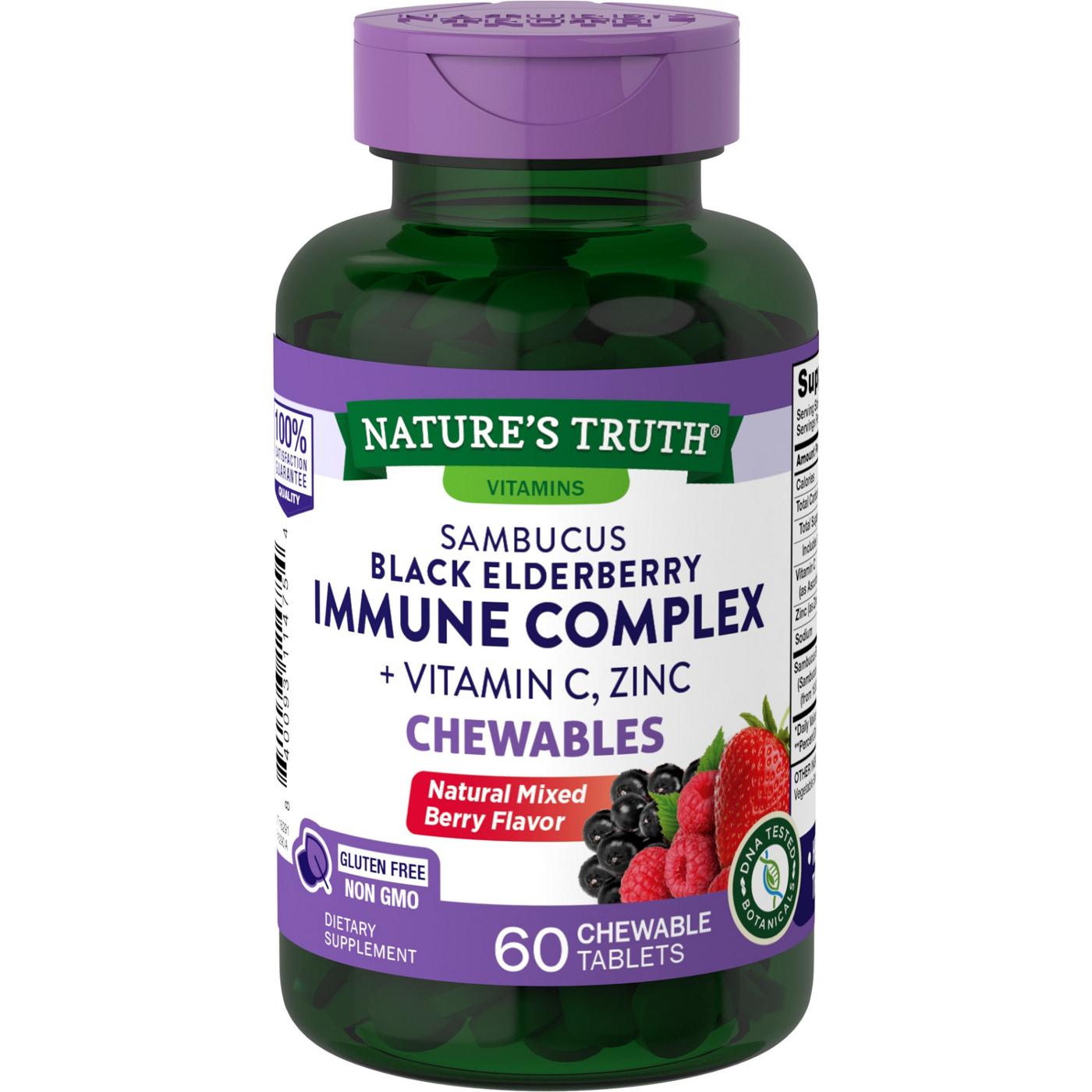 Nature's Truth Sambucus Elderberry Immune Complex Chewable Tablets ...