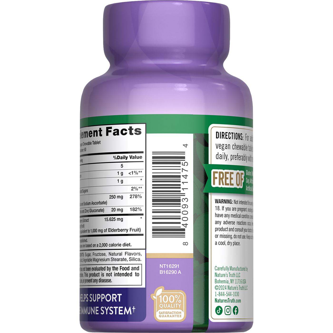 Nature's Truth Sambucus Elderberry Immune Complex Chewable Tablets ...
