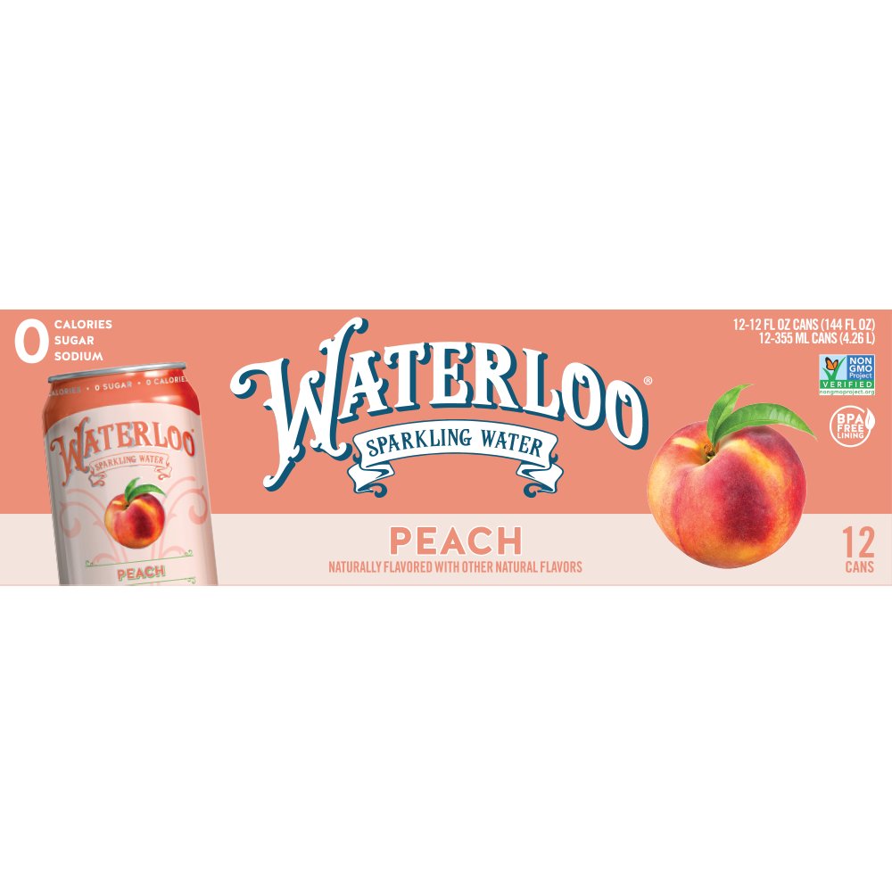 Waterloo Peach Sparkling Water 12 pk Cans, 12 oz | Central Market ...