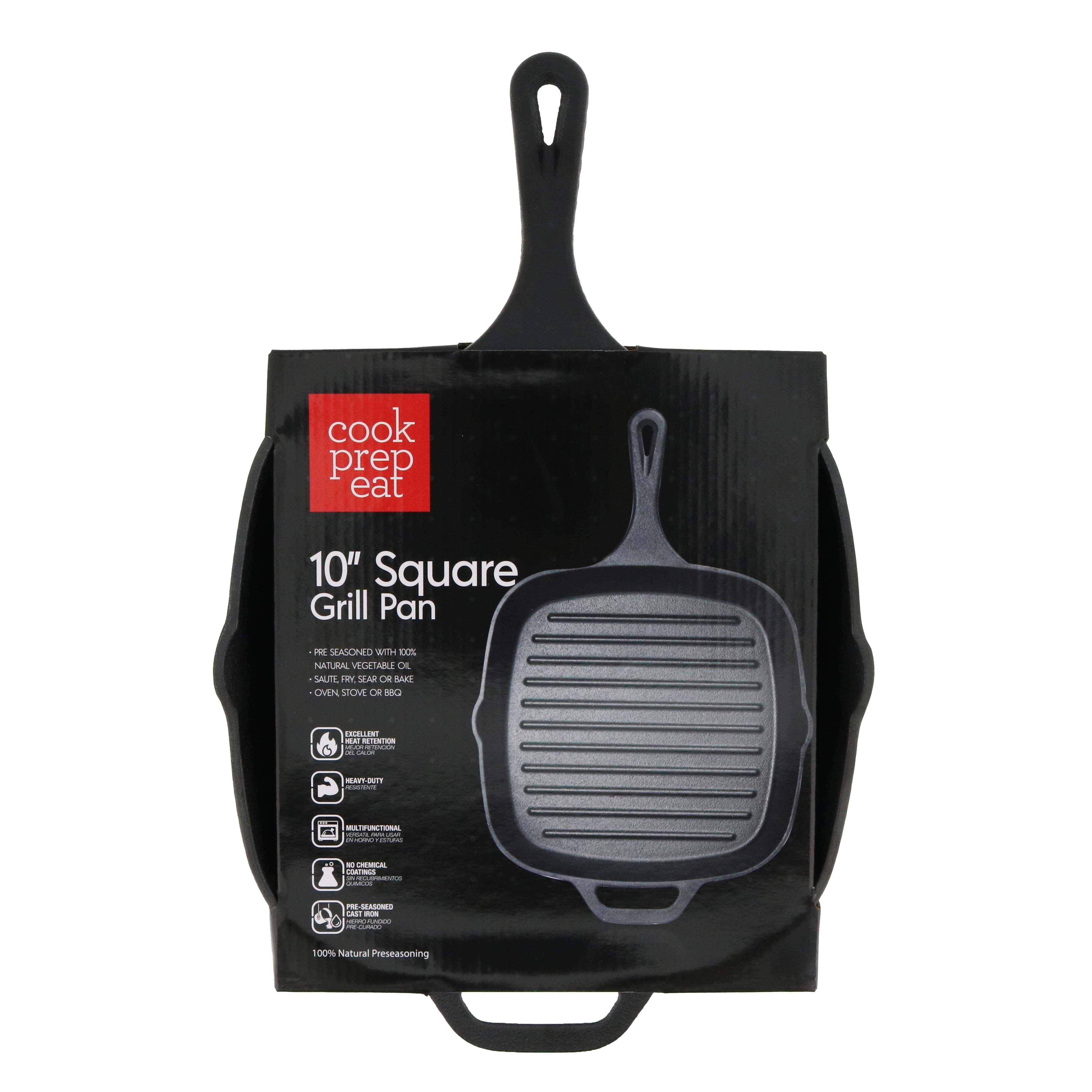 Cook Prep Eat Pre-Seasoned Cast Iron Square Grill Pan - Shop Frying ...