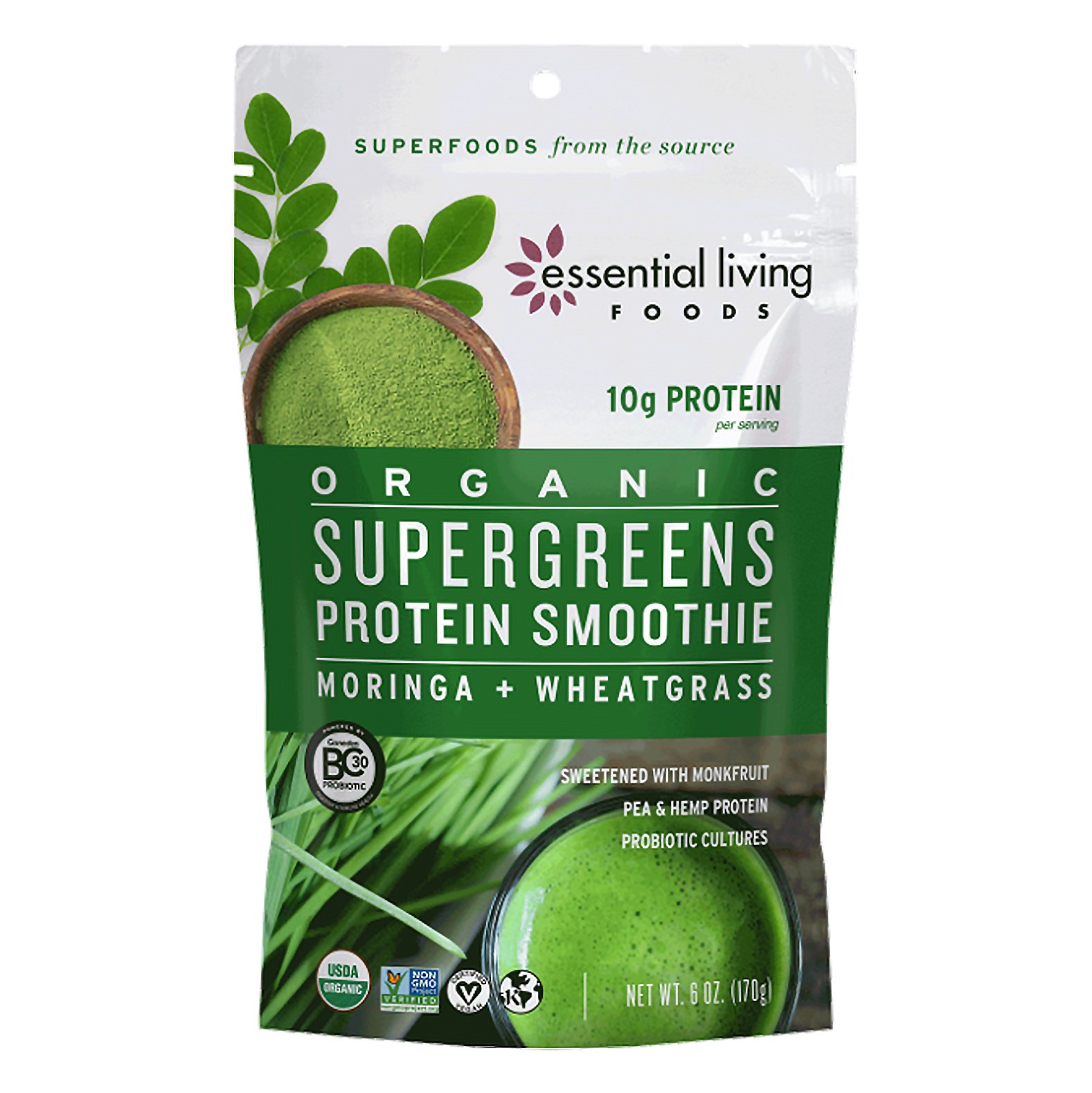 Essential Living Foods Organic Supergreens 10g Protein Smoothie ...