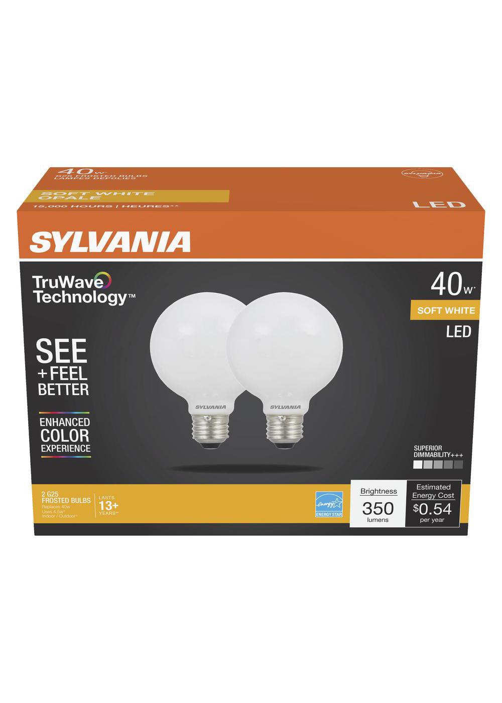 Sylvania TruWave G25 40-Watt Frosted LED Light Bulbs - Soft White ...
