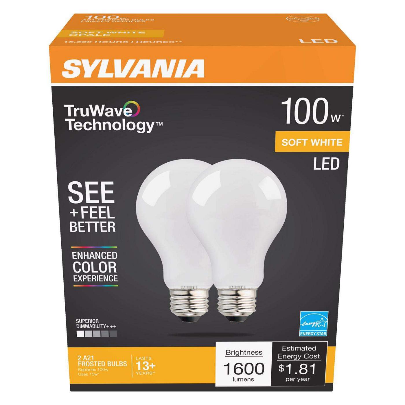 Sylvania TruWave A21 100-Watt Frosted LED Light Bulbs - Soft White ...