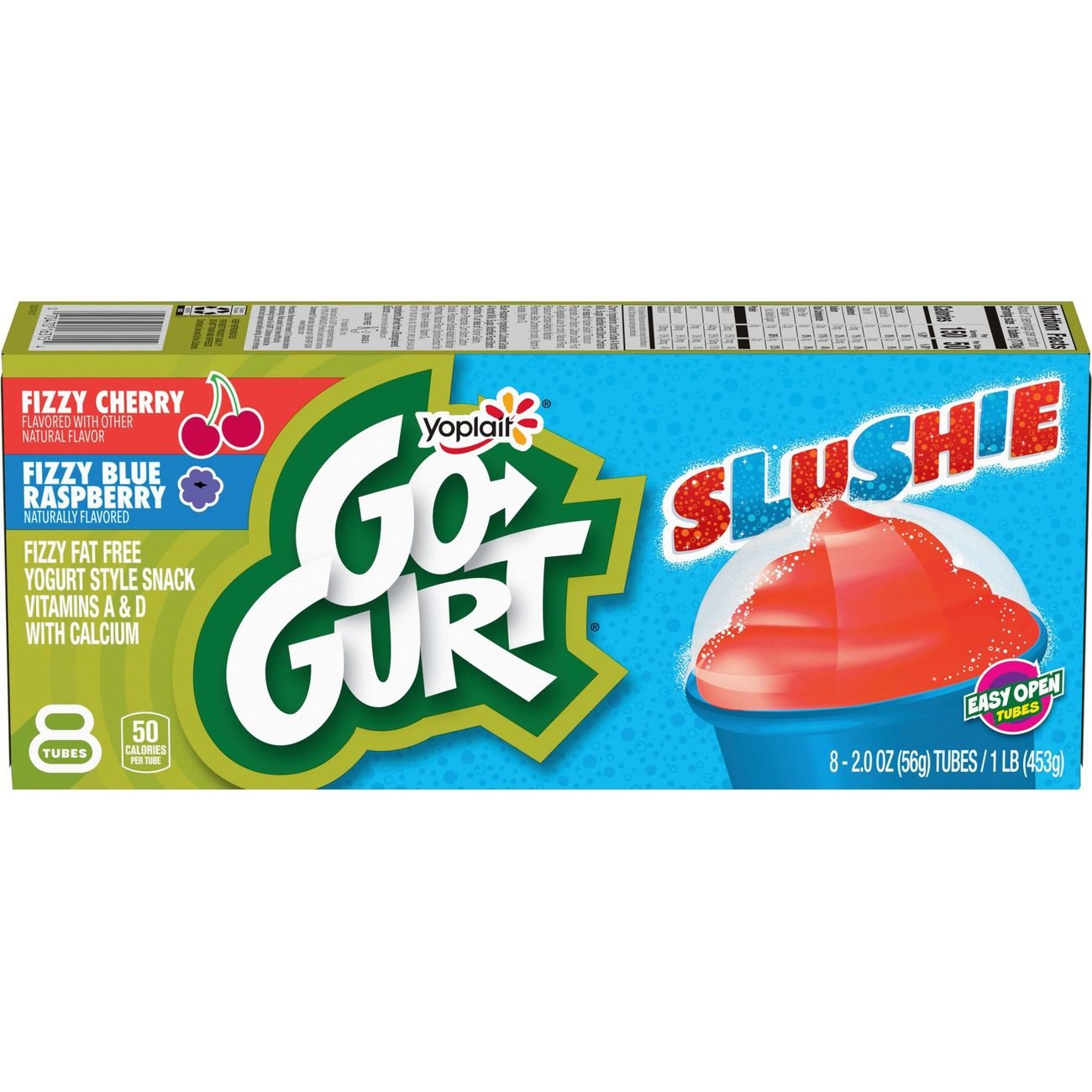 Yoplait GoGurt Slushie Low-Fat Fizzy Blue Raspberry & Fizzy Cherry ...
