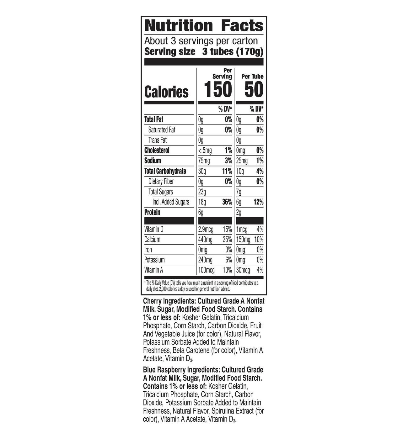 Yoplait GoGurt Slushie Low-Fat Fizzy Blue Raspberry & Fizzy Cherry ...