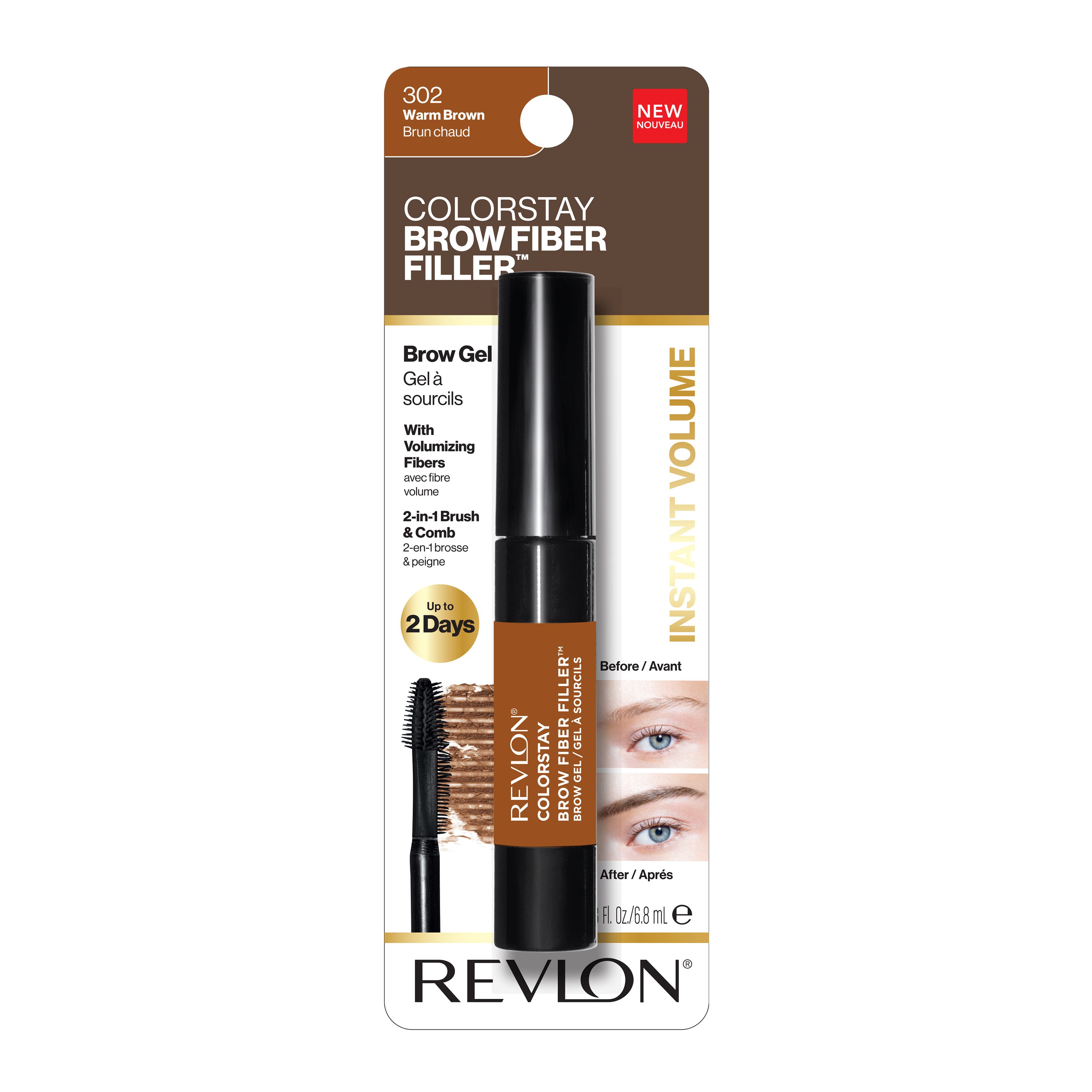 Revlon ColorStay Brow Fiber Filler Brow Gel, 302 Warm Brown - Shop Brow ...