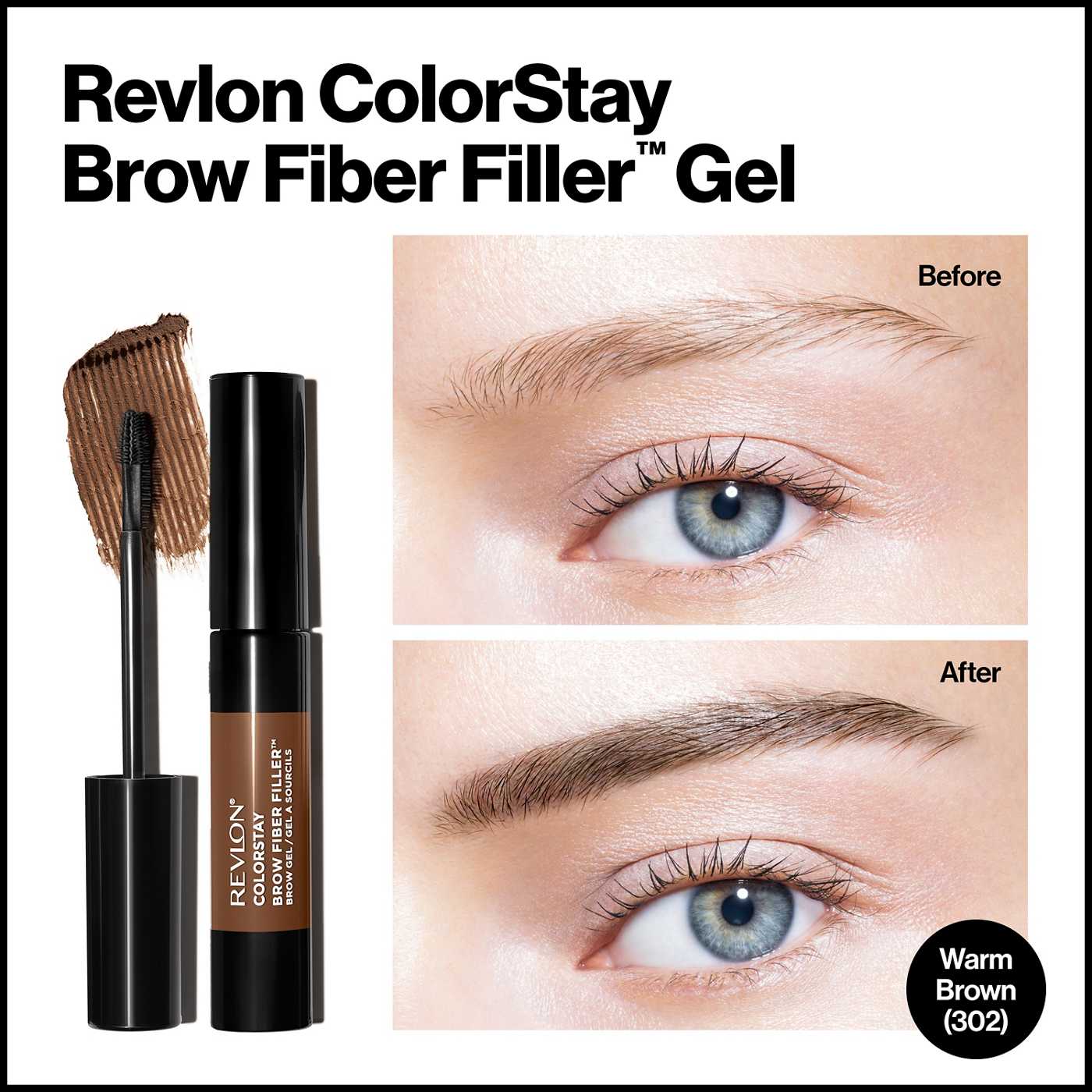 Revlon ColorStay Brow Fiber Filler Brow Gel, 302 Warm Brown - Shop Brow ...