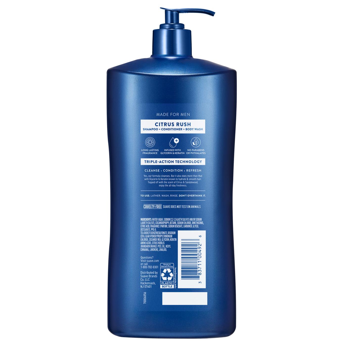 Suave Men 3-in-1 Shampoo + Conditioner + Body Wash - Citrus Rush - Shop ...