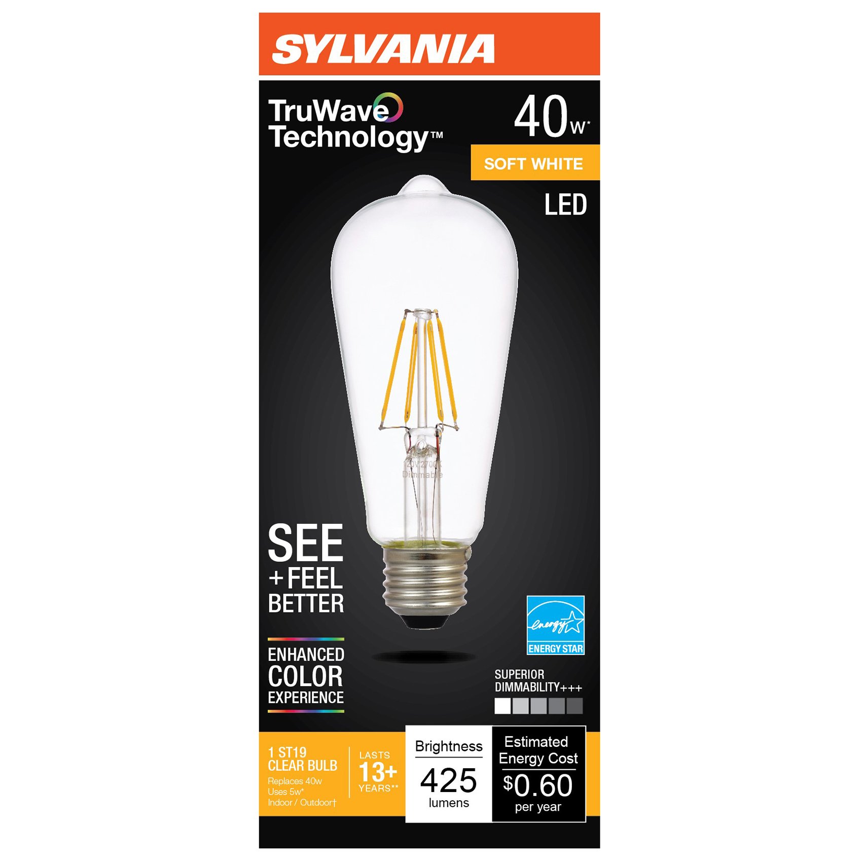 Sylvania TruWave ST19 40-Watt Clear LED Light Bulb - Soft White - Shop ...