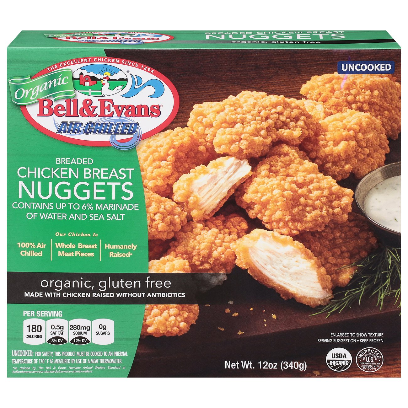 Bell & Evans Organic Breaded Chicken Breast Nuggets, 12 oz | Central ...