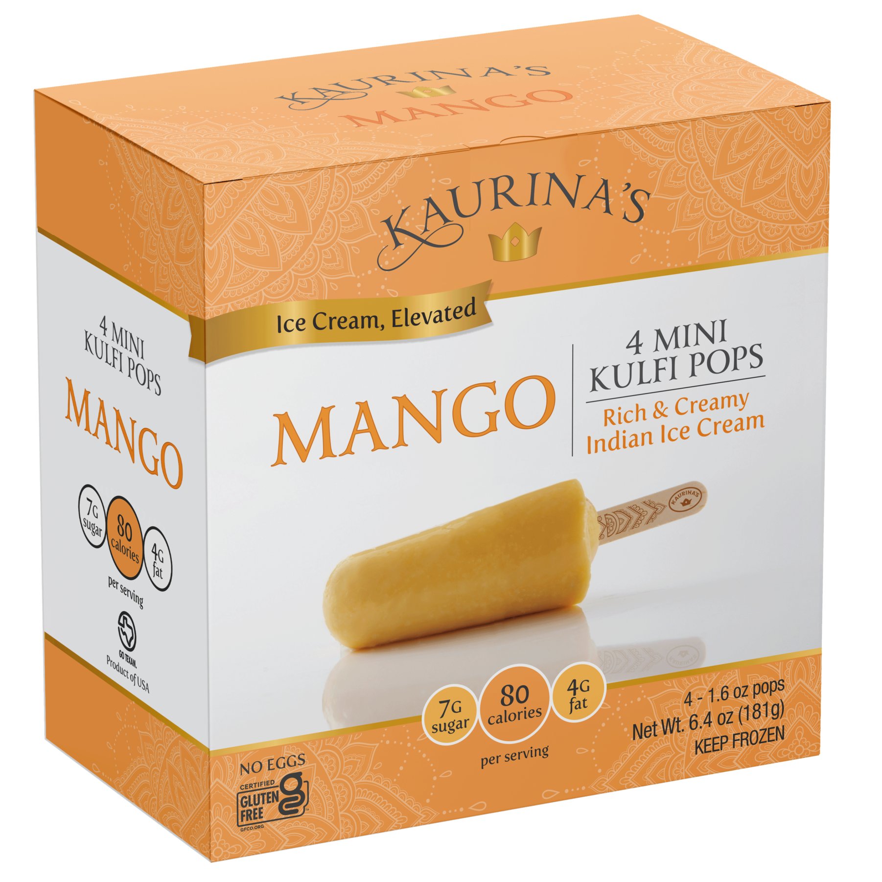 Kaurina's Mini Kulfi Indian Ice Cream Pops - Mango - Shop Bars & pops ...