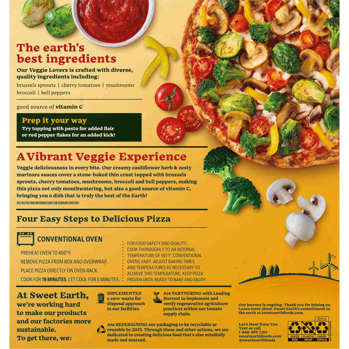 Sweet Earth Thin Crust Frozen Pizza - Veggie Lovers - Shop Pizza at H-E-B