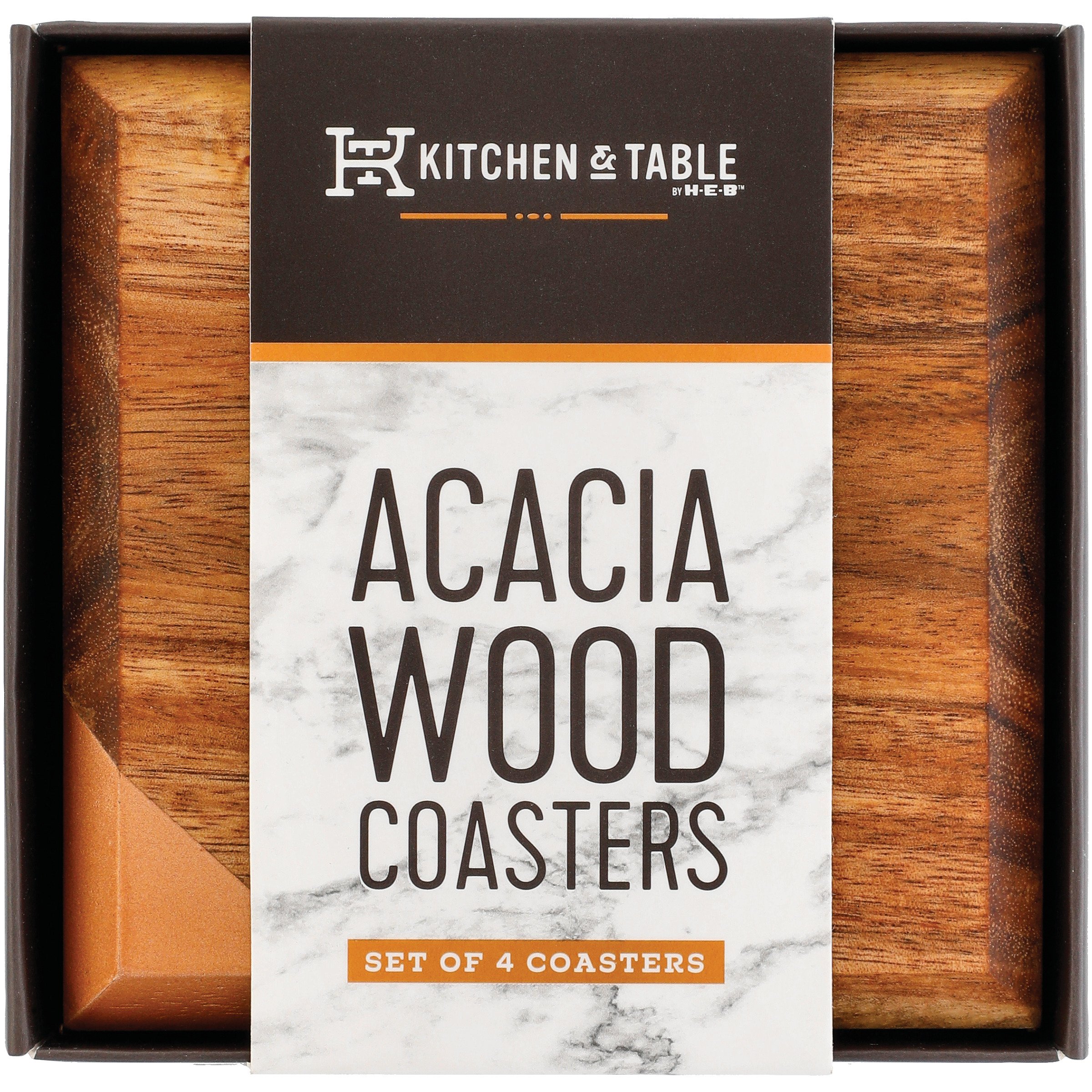 Kitchen & Table by H-E-B Acacia Wood Coasters - Shop Bar tools at H-E-B