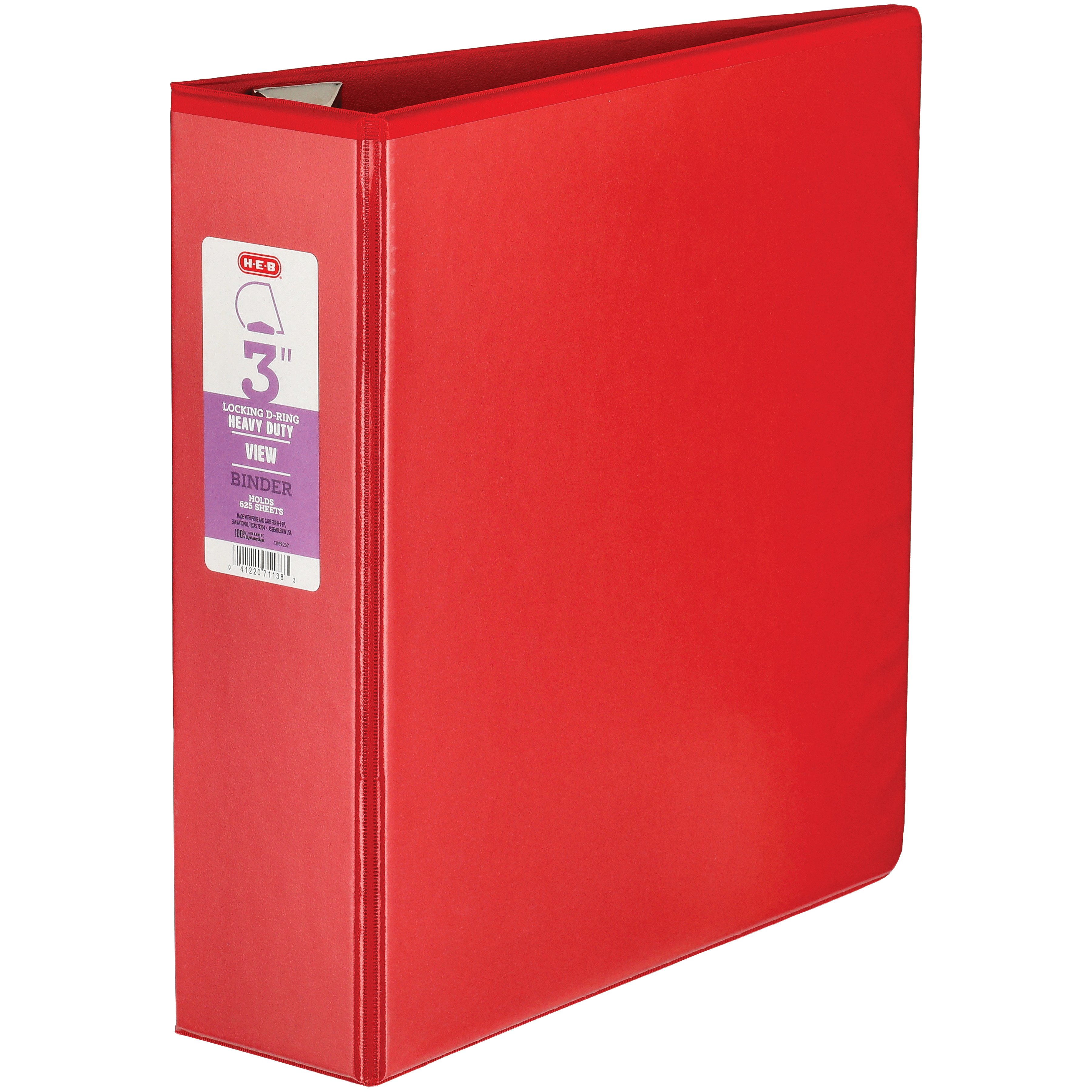 H-E-B Locking D Ring Heavy Duty View Binder - Red - Shop Binders at H-E-B
