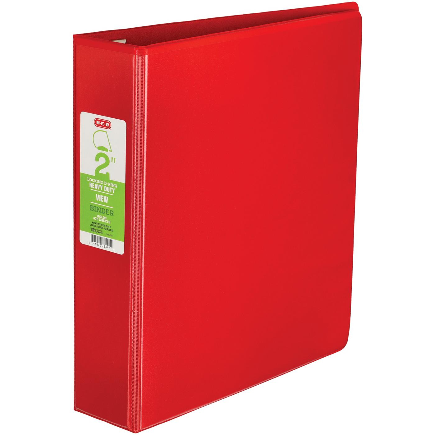 H-E-B Heavy Duty D-Ring View Binder - Red - Shop Binders at H-E-B