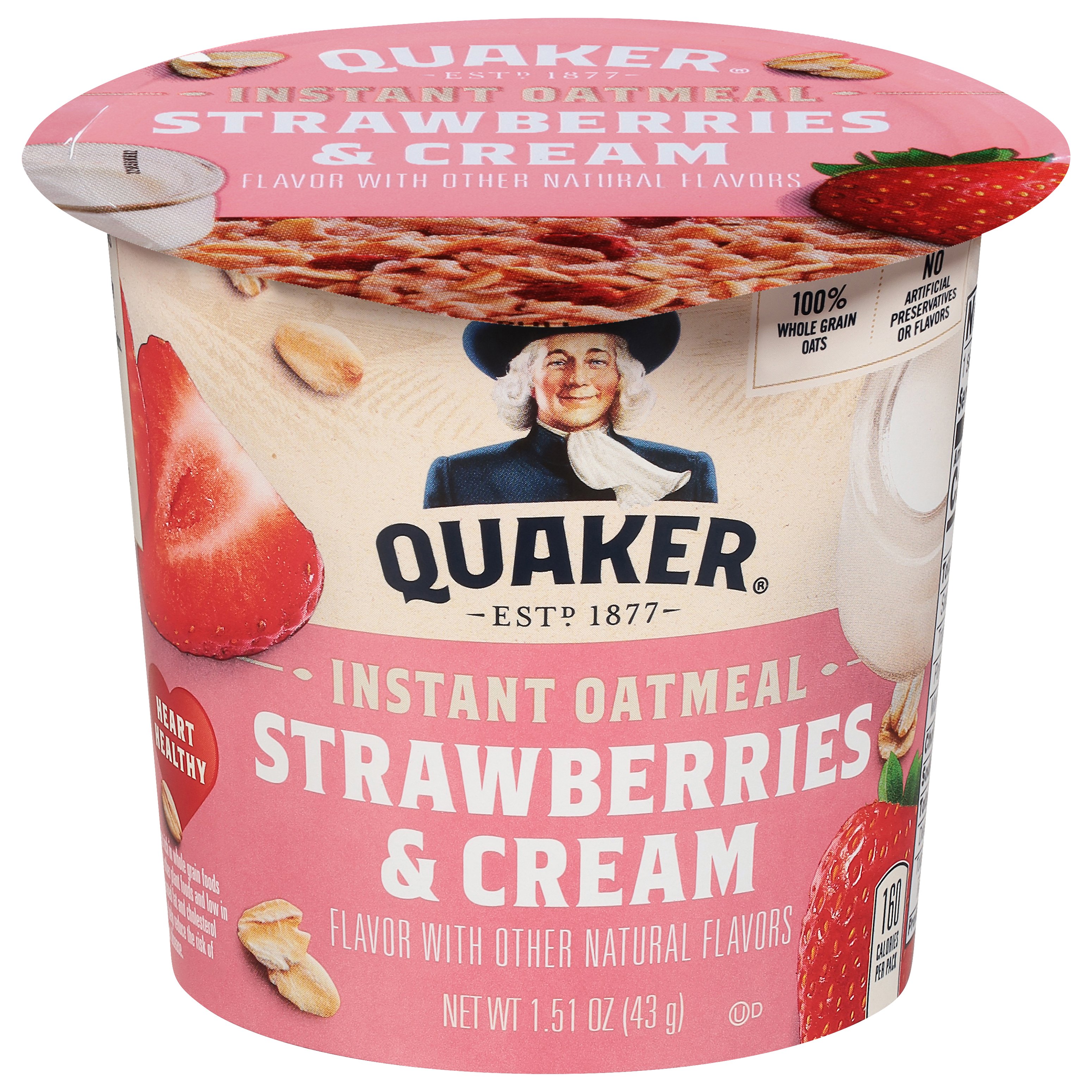 Quaker Instant Oatmeal Cup - Strawberries & Cream - Shop Oatmeal & hot ...