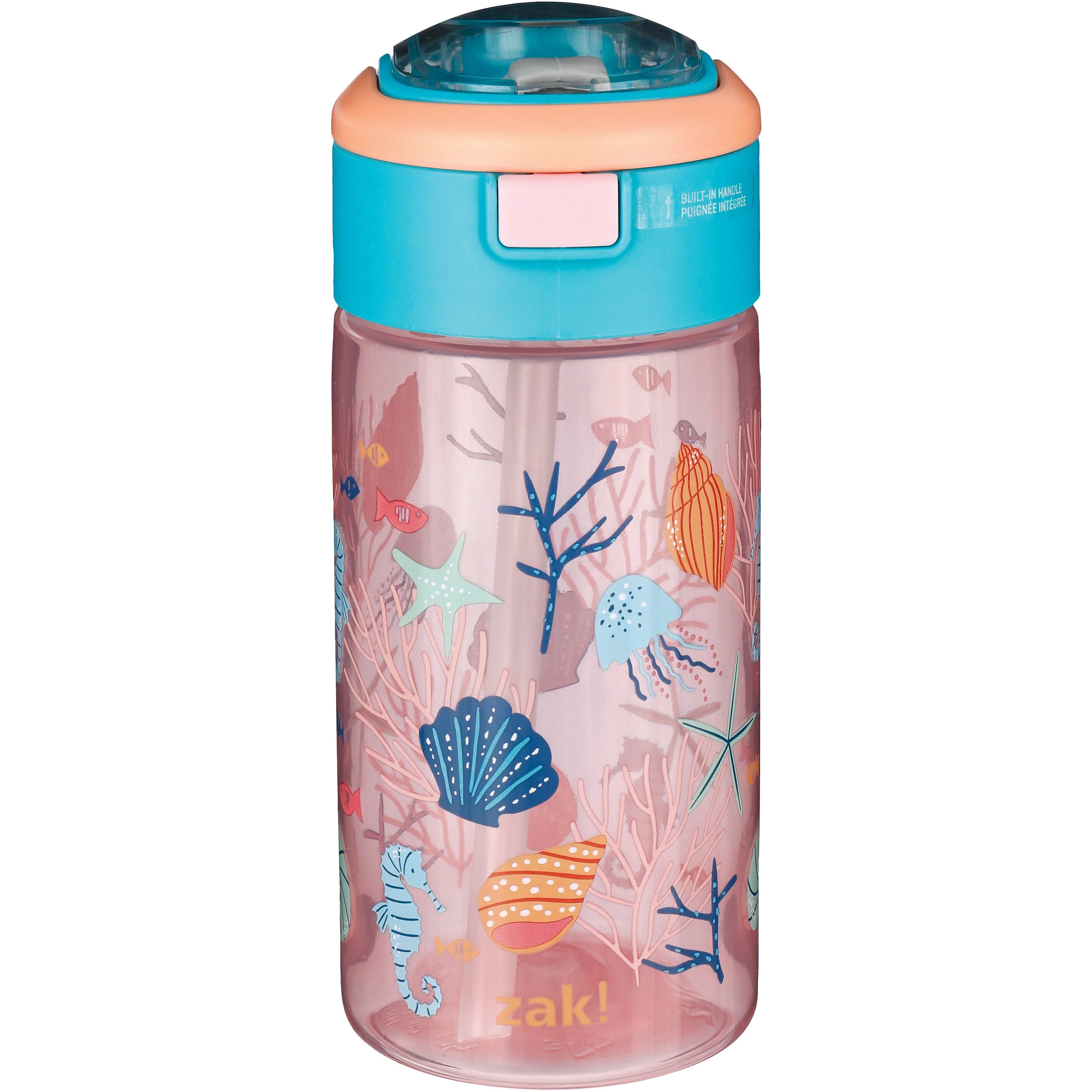 Zak Designs Genesis Flex Reusable Plastic Water Bottle – Pink Sea ...