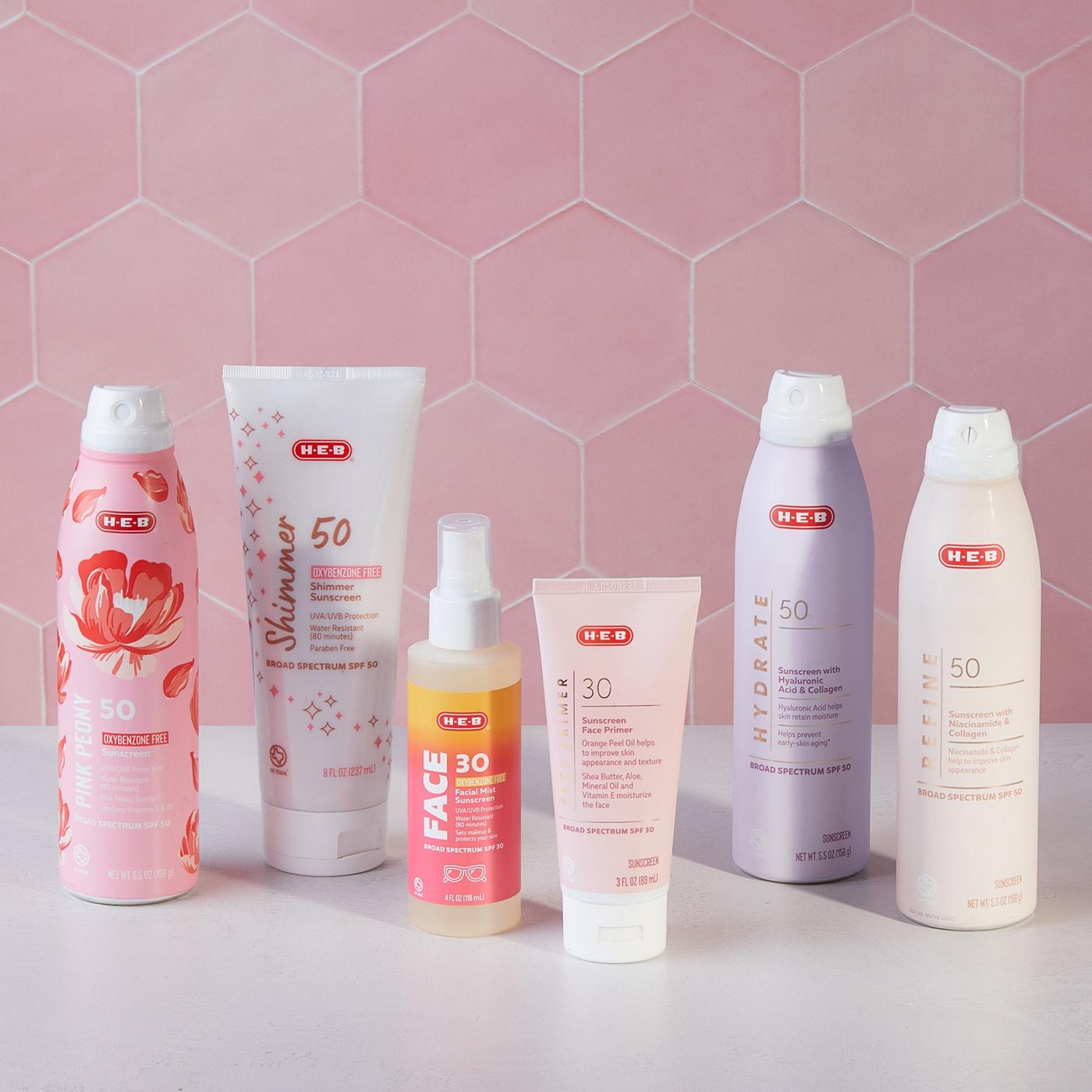 H-E-B Oxybenzone Free Pink Peony Sunscreen Spray – SPF 50 - Shop ...