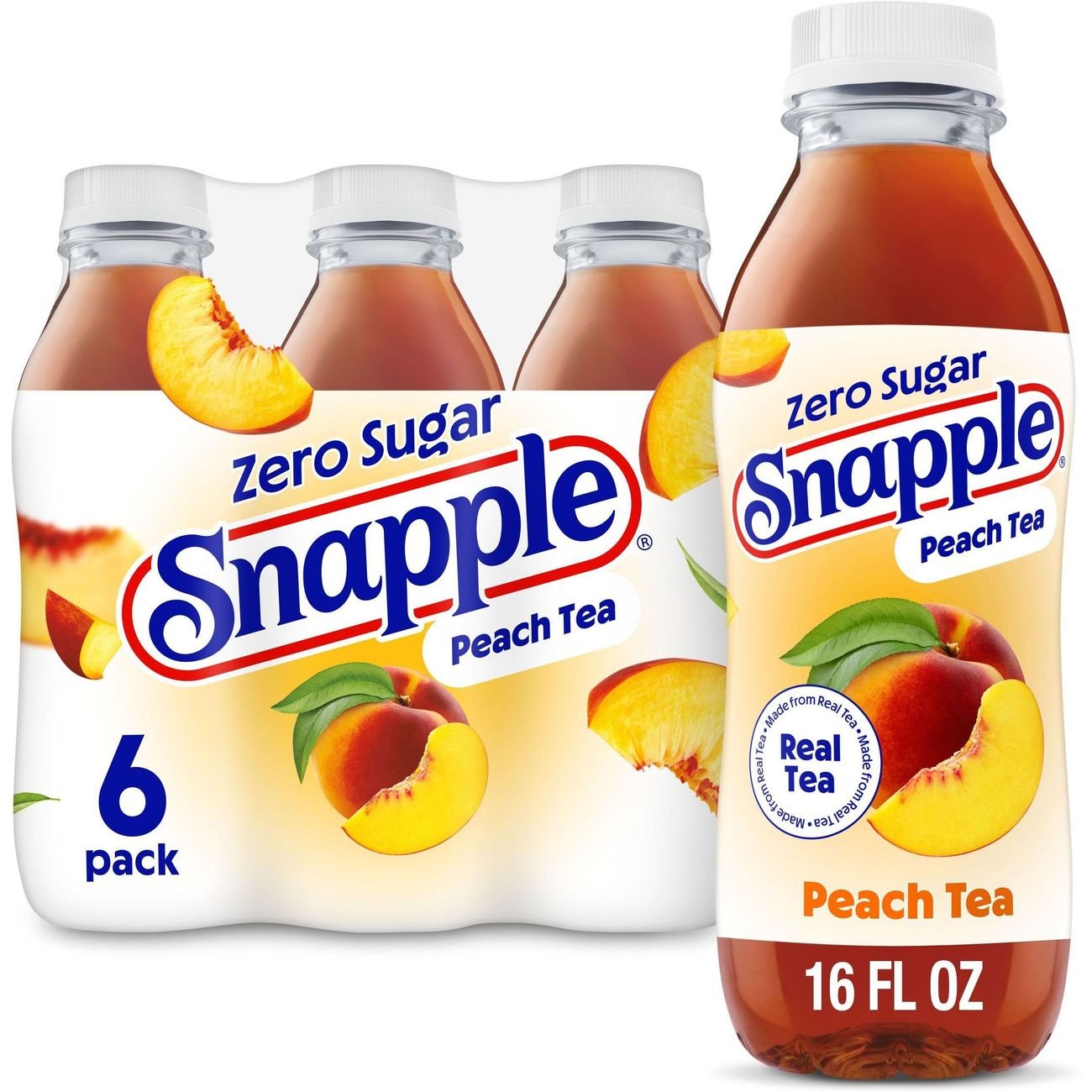 Snapple Zero Sugar Peach Iced Tea 6 pk Bottles - Shop Tea at H-E-B