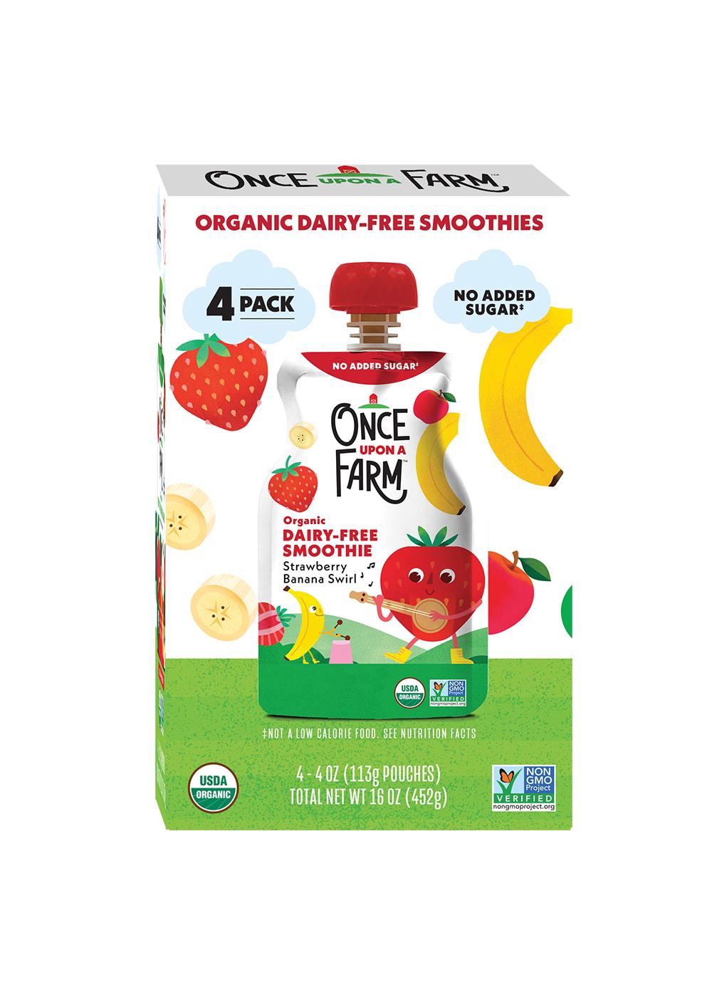 Once Upon a Farm Organic Dairy Free Smoothie Pouches - Strawberry ...