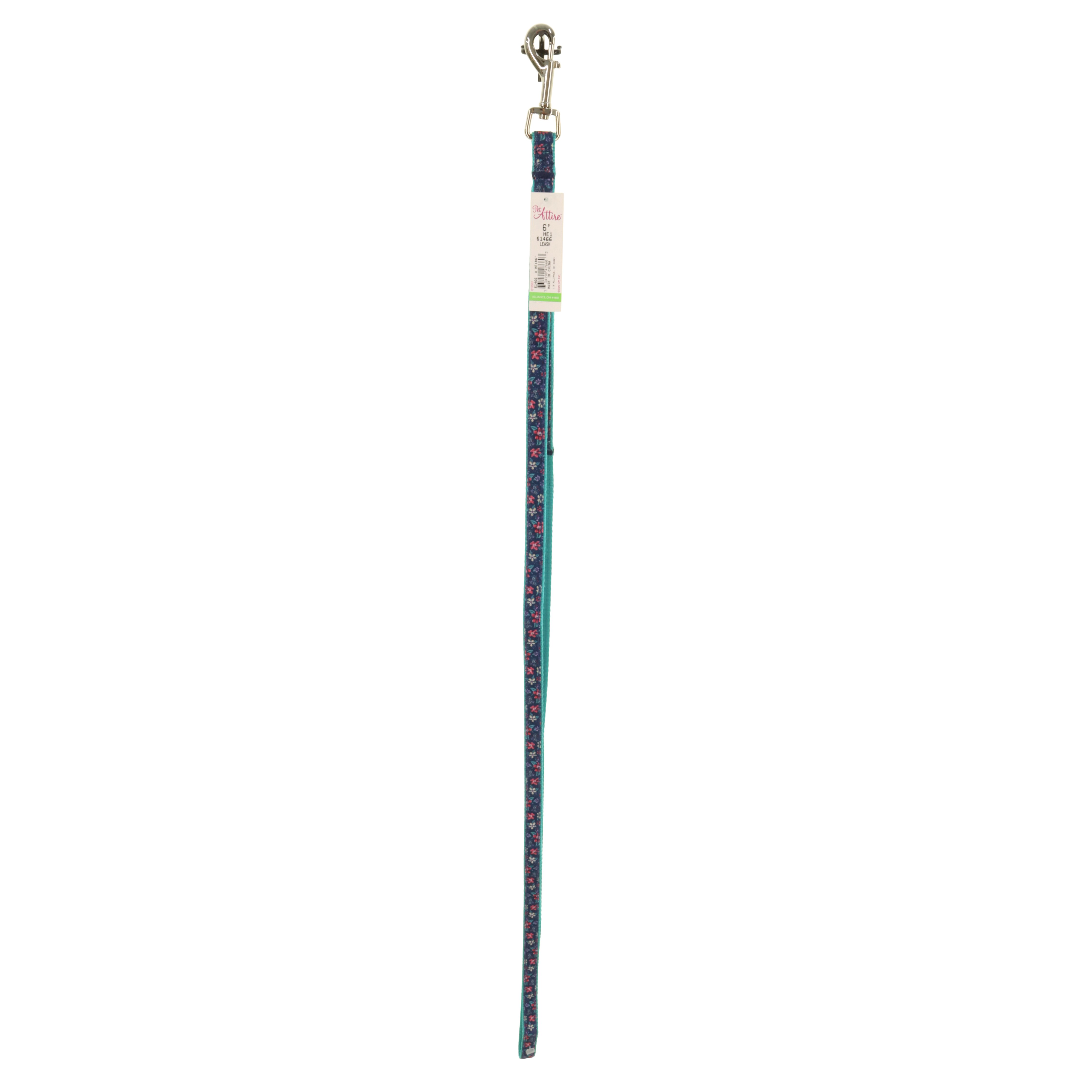 Pet Attire Canvas Ribbon Leash Teal Flower 6 Ft - Shop Leashes at H-E-B