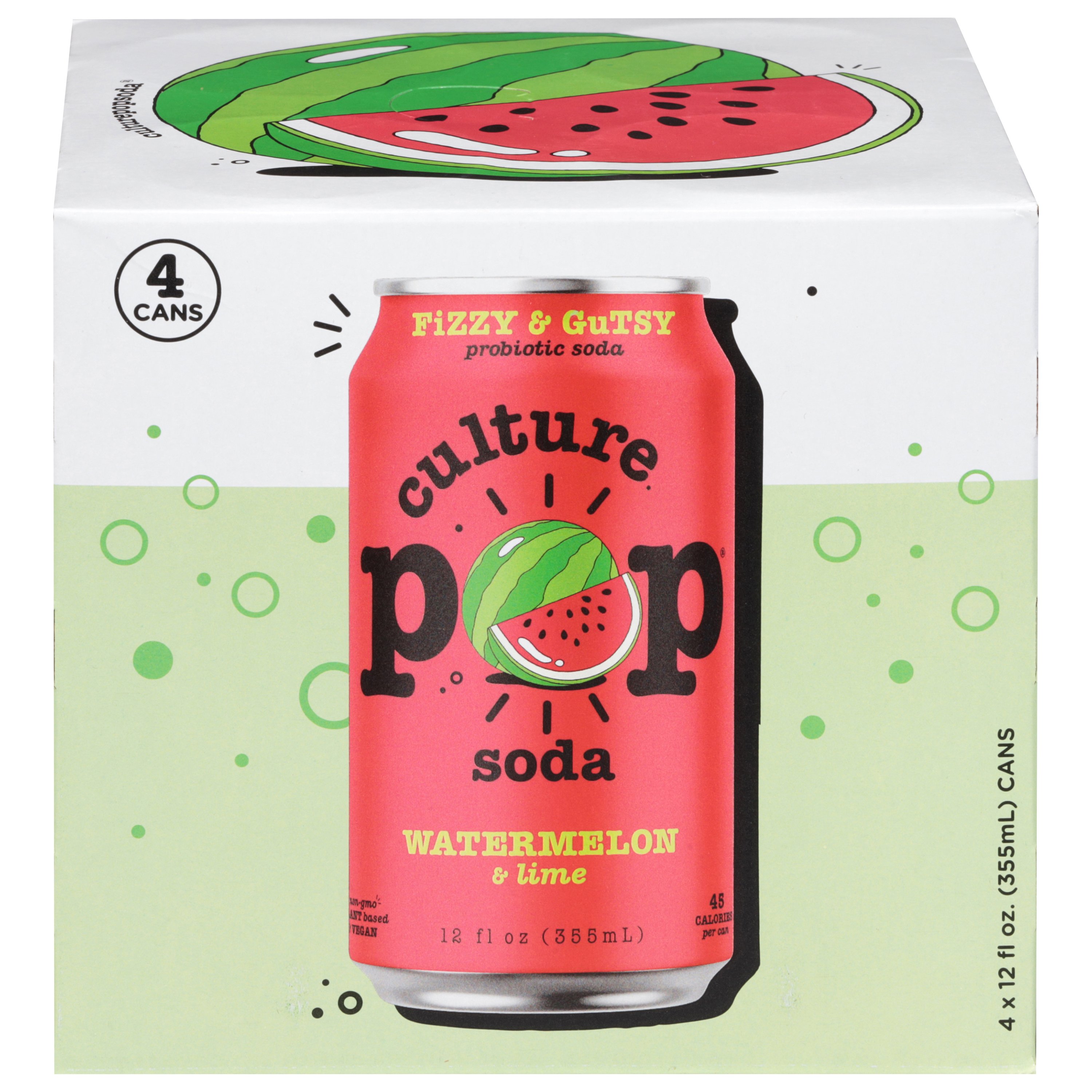 Culture POP Probiotic Soda 4 pk Cans - Watermelon & Lime - Shop Soda at ...