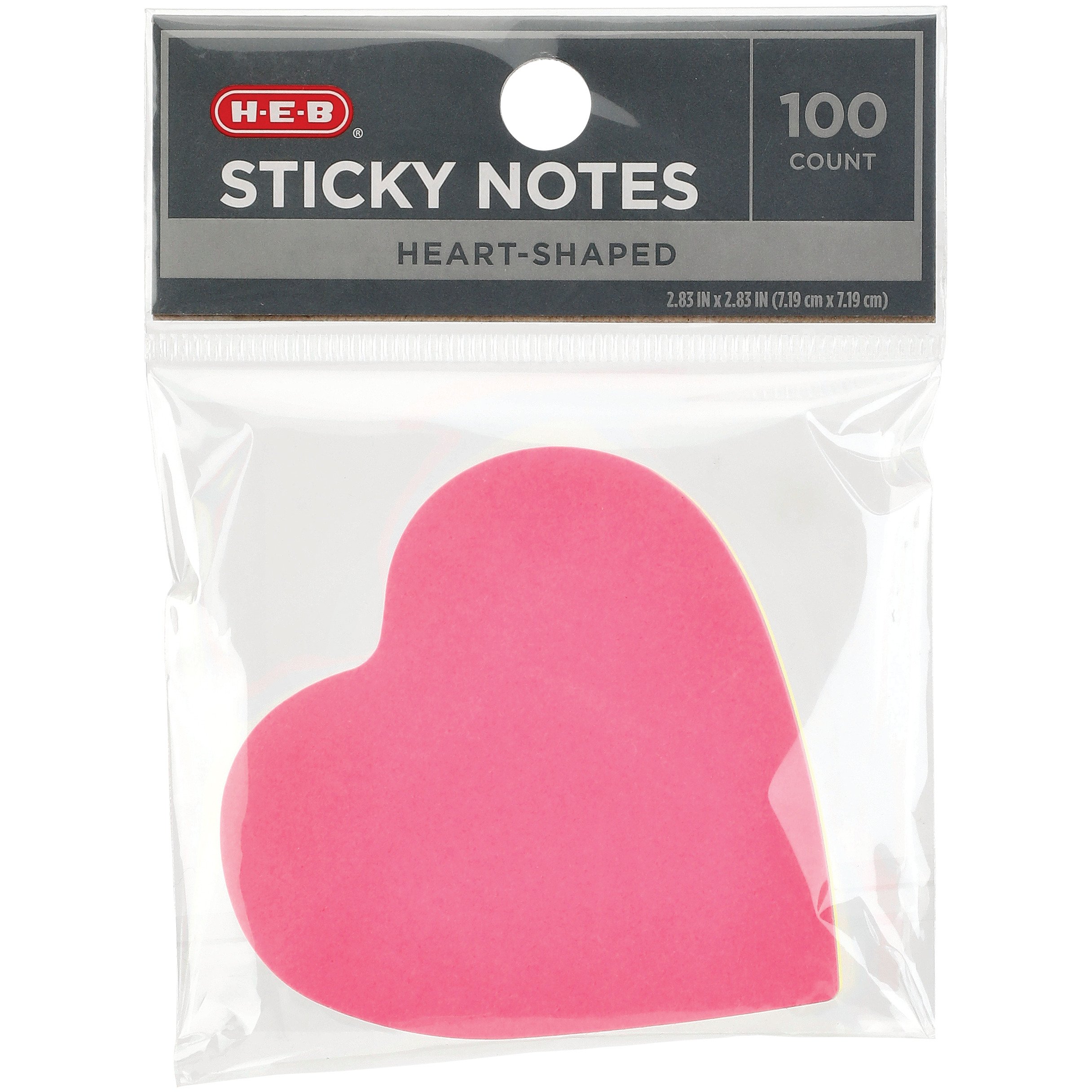 H-E-B Heart Shaped Sticky Notes, 100 ct - Shop Sticky notes & index ...