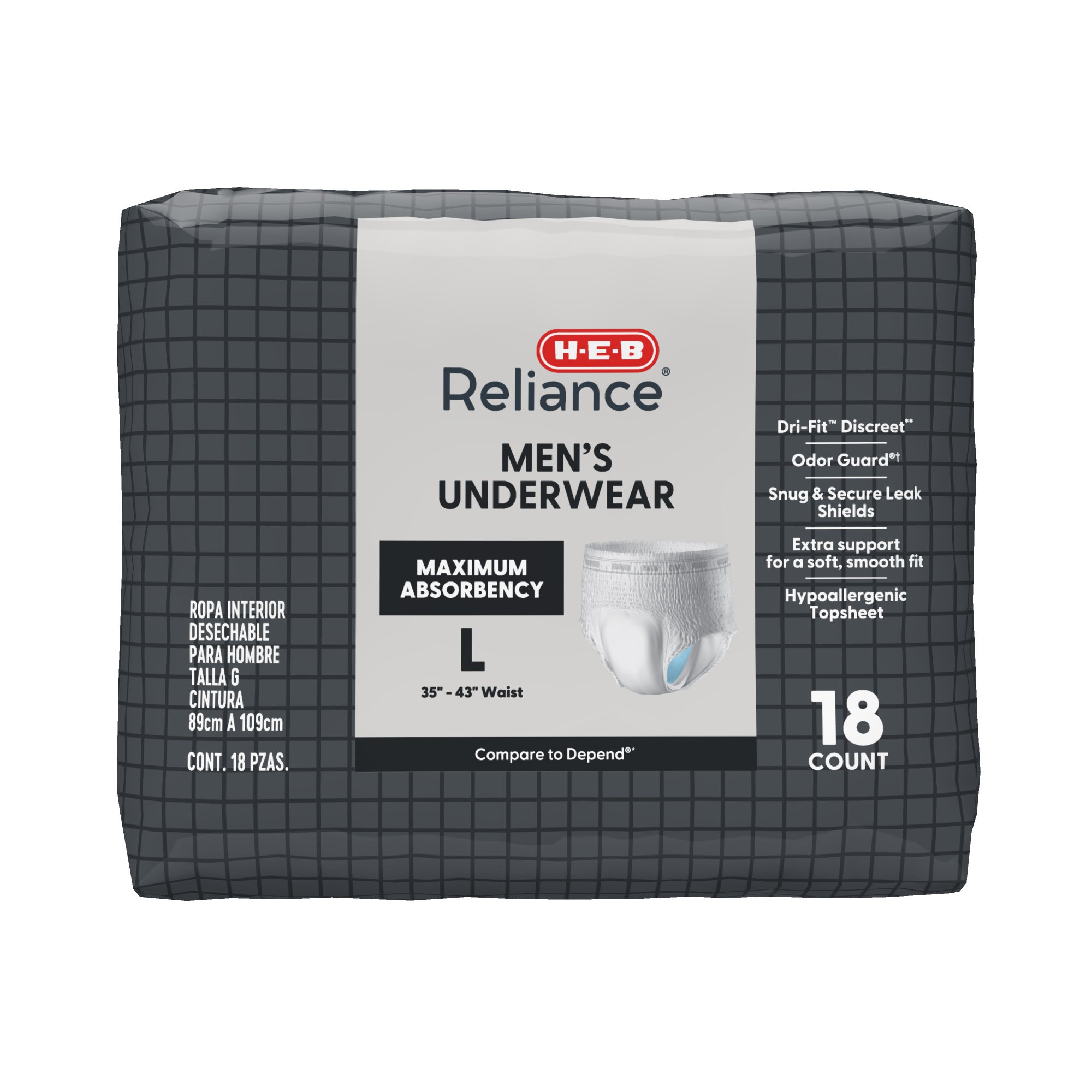 H-E-B Reliance Men's Underwear Large - Shop Incontinence at H-E-B