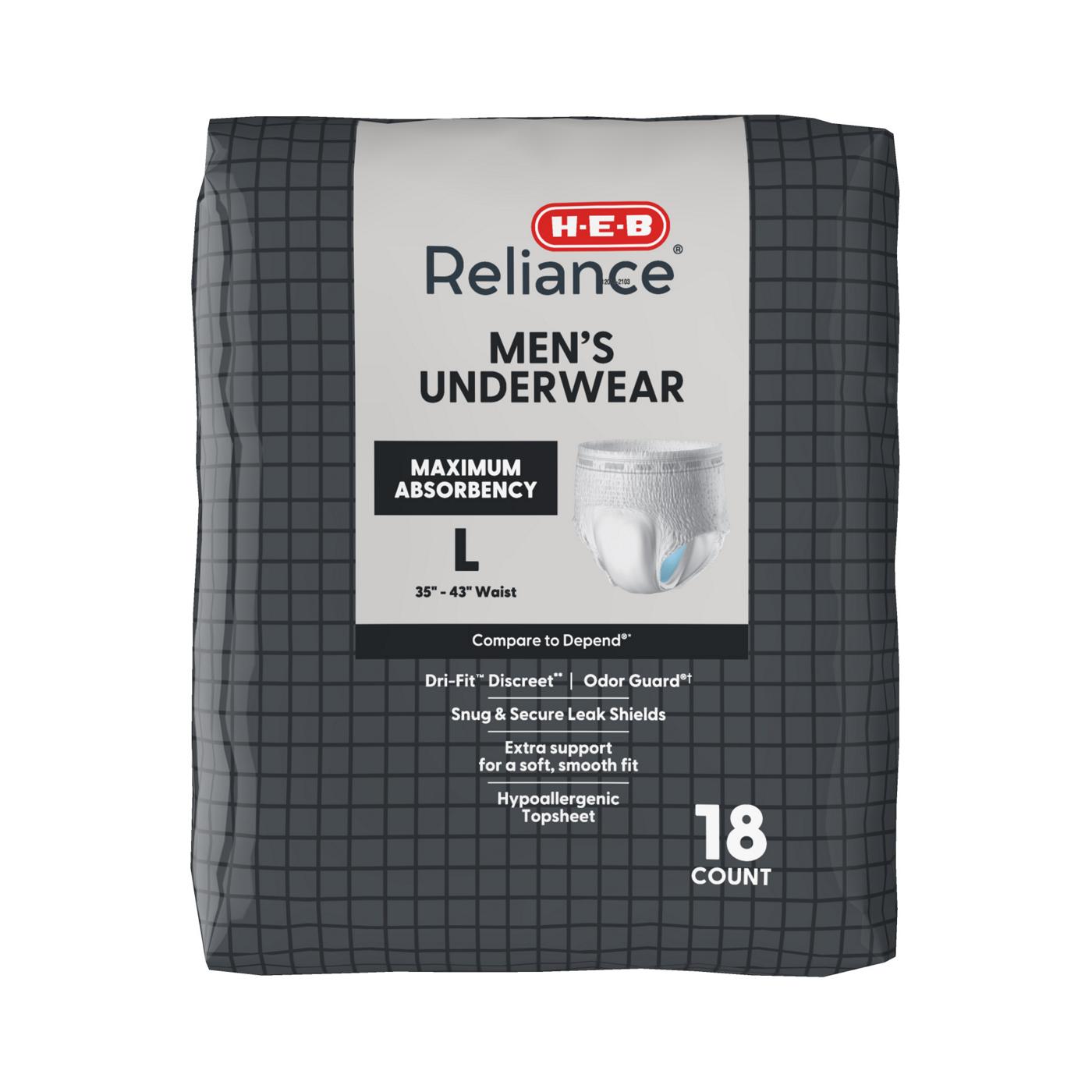 H-E-B Reliance Men's Underwear Large - Shop Incontinence at H-E-B