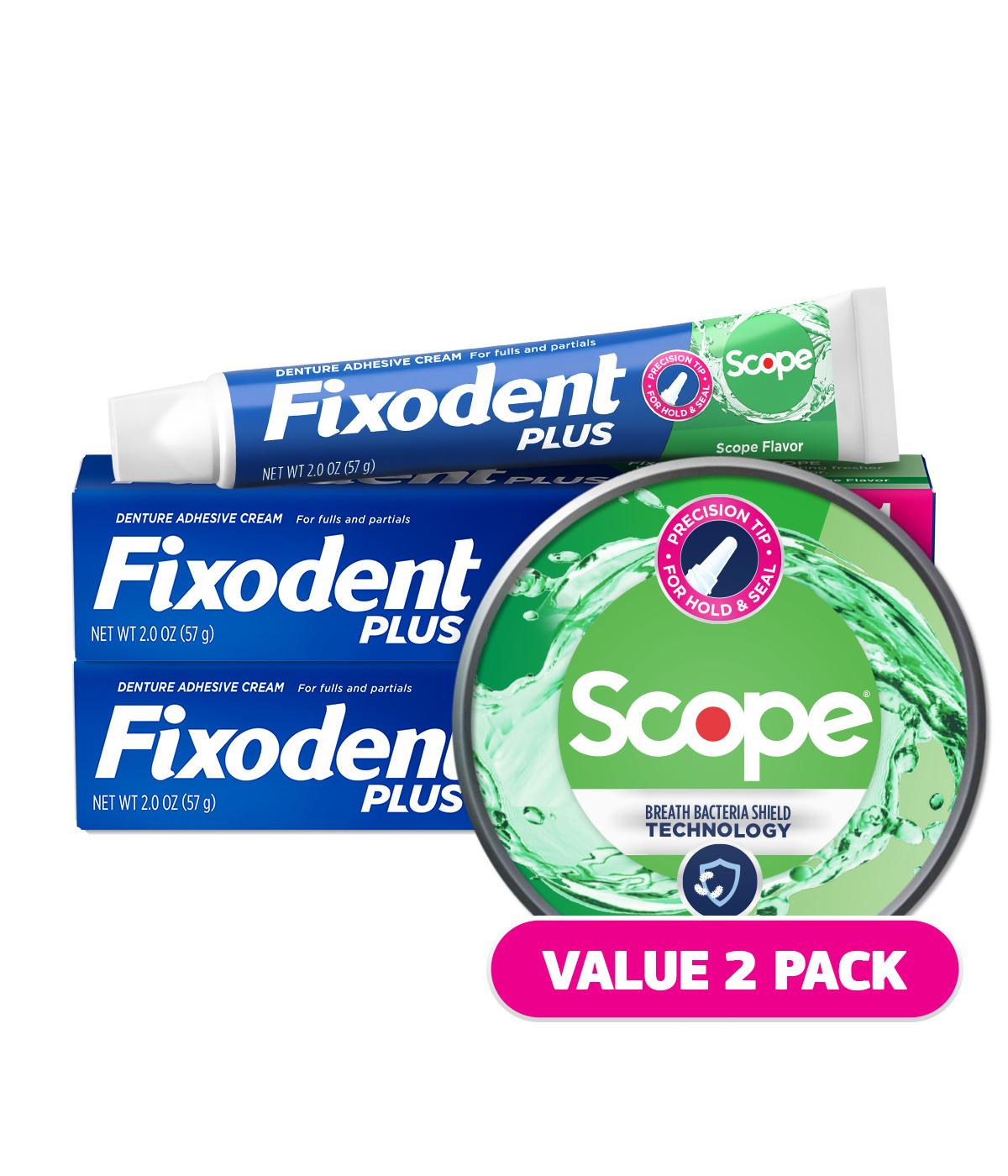 Fixodent Plus Scope Precision Hold & Seal Denture Adhesive Cream, 2 Pk ...