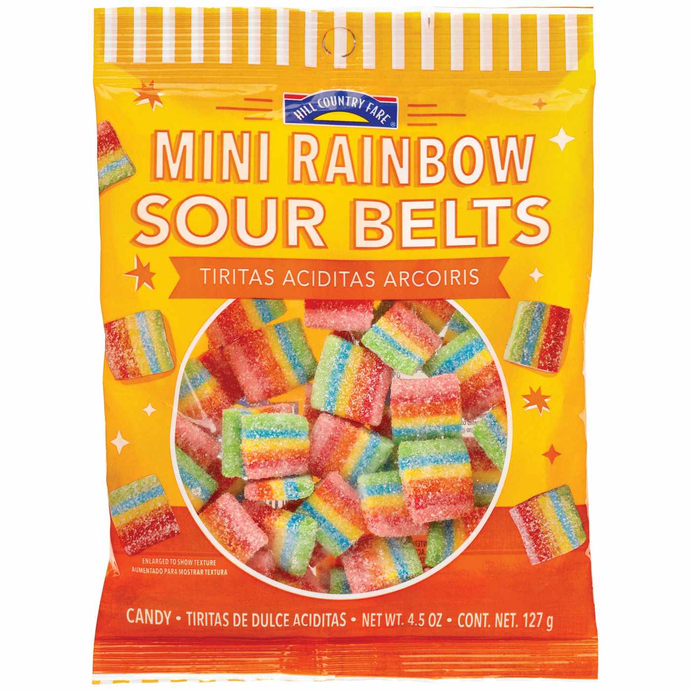 Hill Country Fare Mini Rainbow Sour Belts - Shop Candy at H-E-B