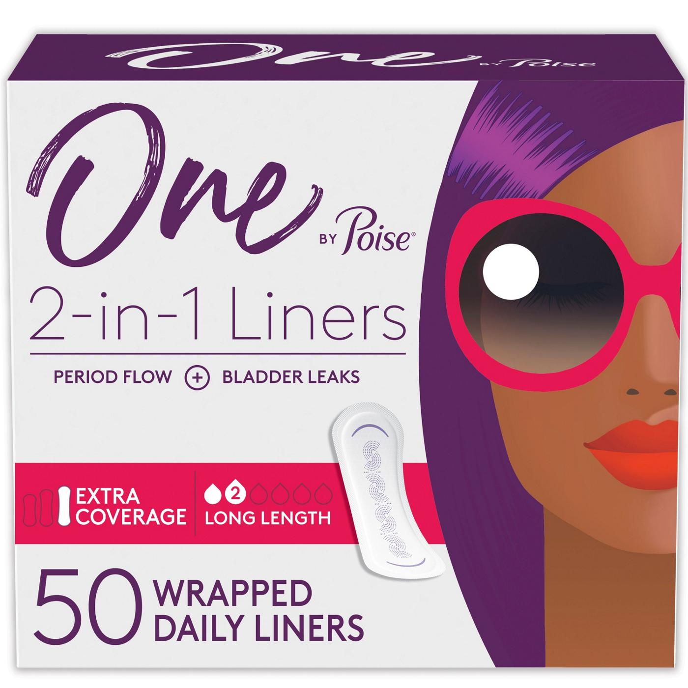 One by Poise Panty Liners 2 in 1 Period and Bladder Leaks Pantiliners ...
