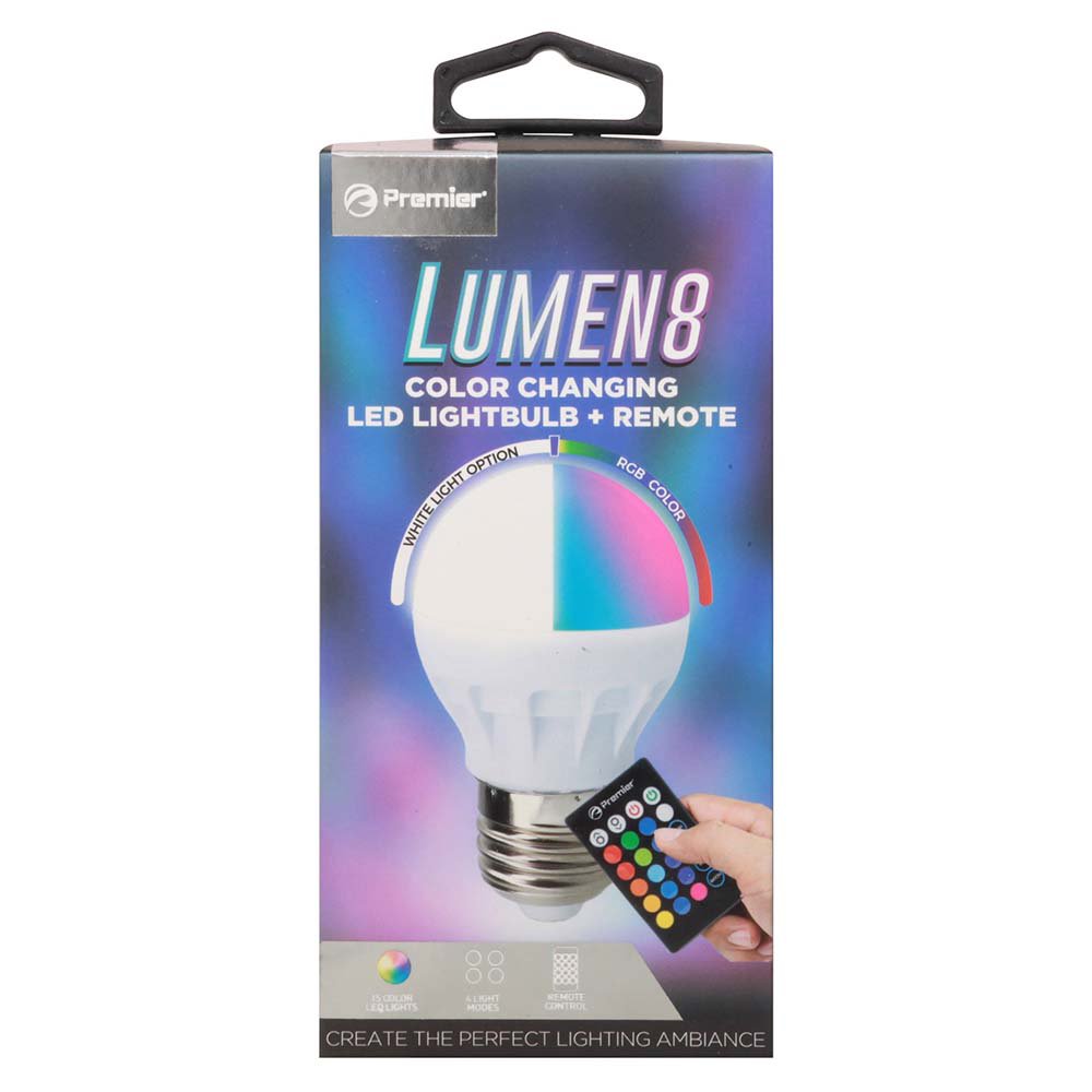 Premier Lumen8 Color Changing LED Light Bulb + Remote - Shop Light ...
