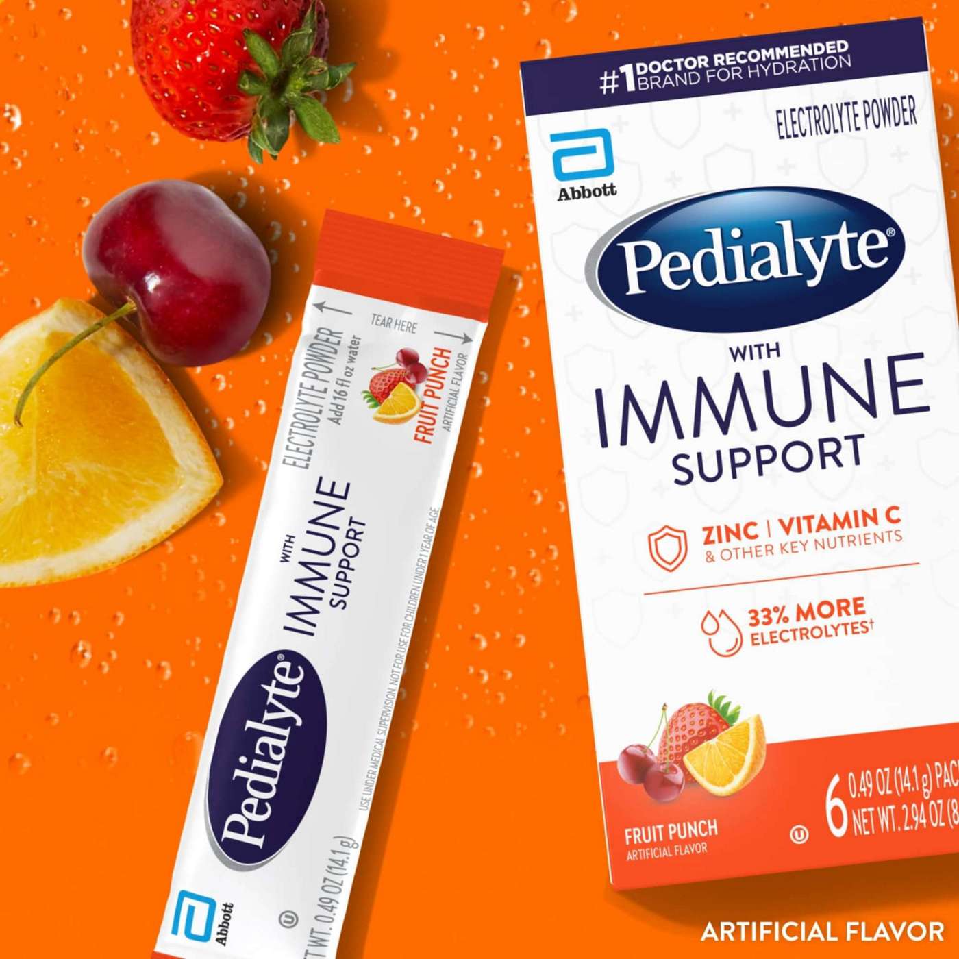 Pedialyte with Immune Support Electrolyte Powder Packs - Fruit Punch ...