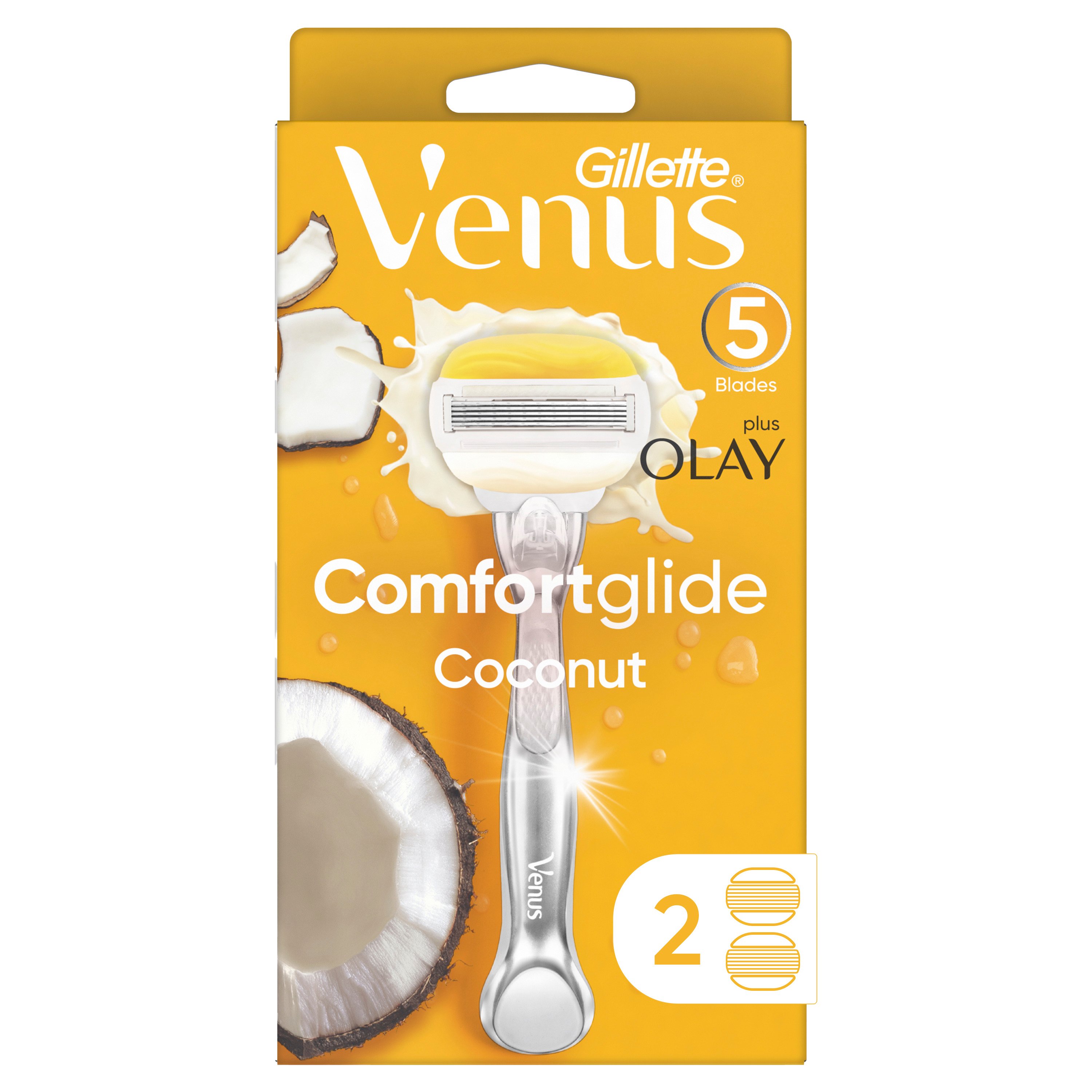 Gillette Venus Comfortglide with Olay Coconut Women's Razor + 2 Blade ...