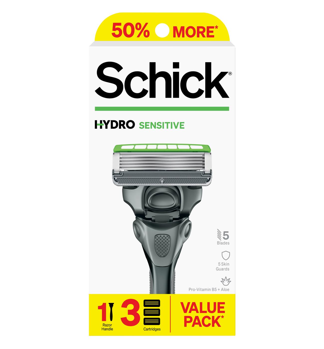 Schick Hydro Sensitive Men's 5 Blade Razor Start Kit - 3 Refills - Shop ...