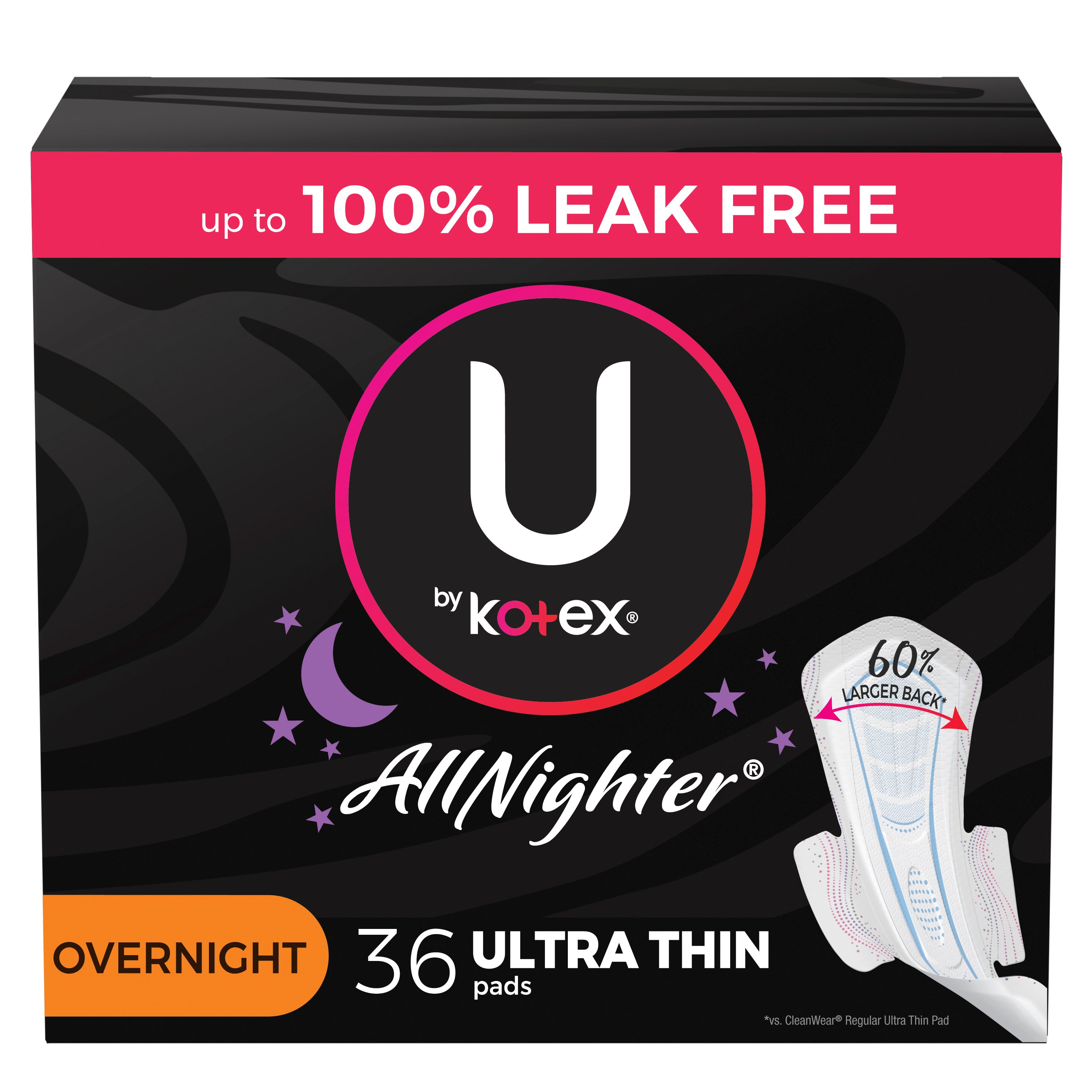 U By Kotex AllNighter Ultra Thin Overnight Feminine Pads with Wings ...