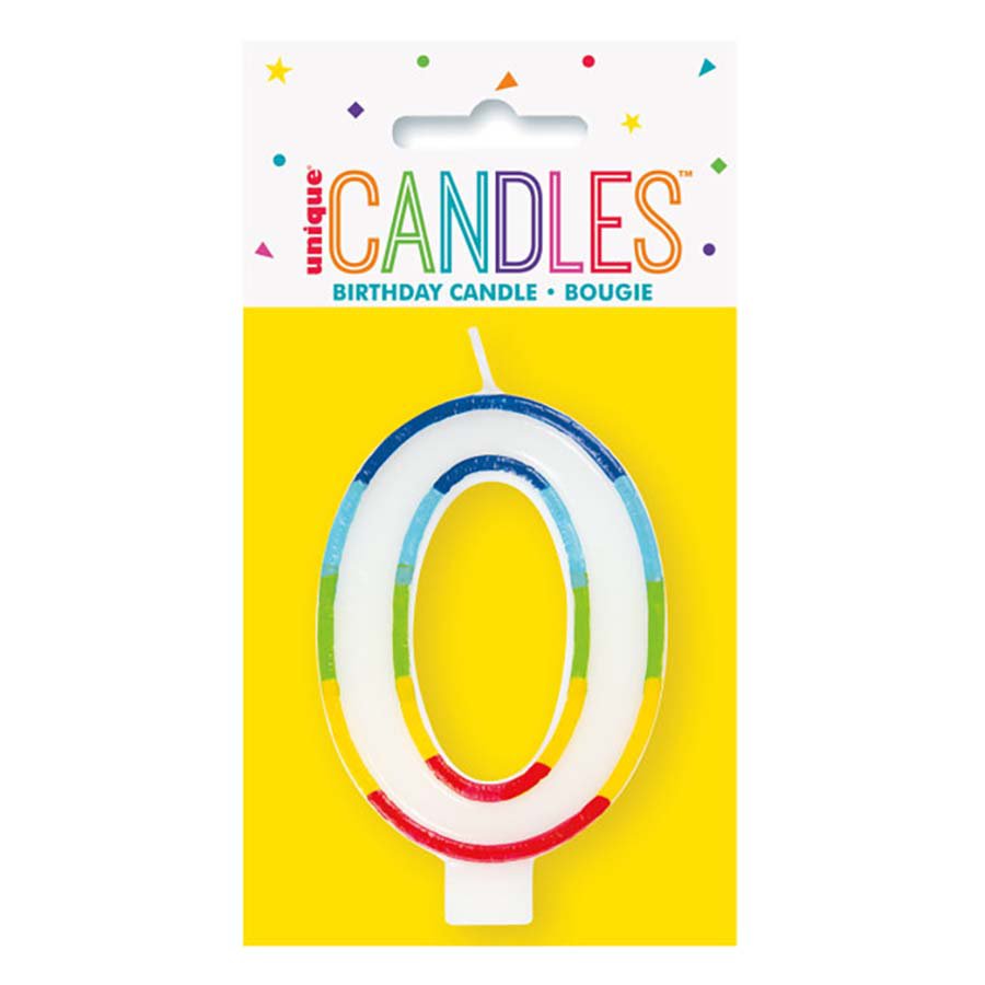 unique Rainbow Border Number 0 Birthday Candle - Shop Birthday candles ...