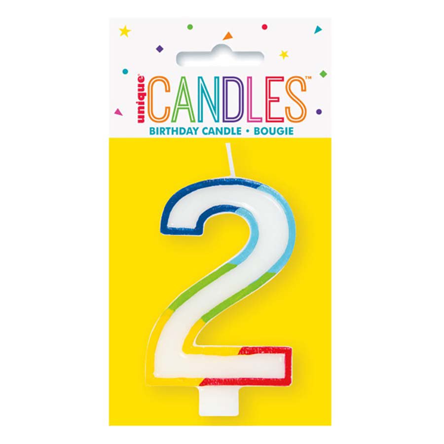 unique Rainbow Border Number 2 Birthday Candle - Shop Birthday candles ...