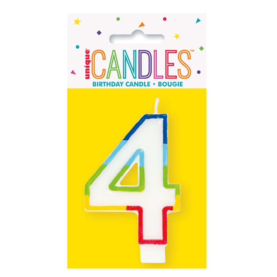 unique Rainbow Border Number 4 Birthday Candle - Shop Birthday candles ...